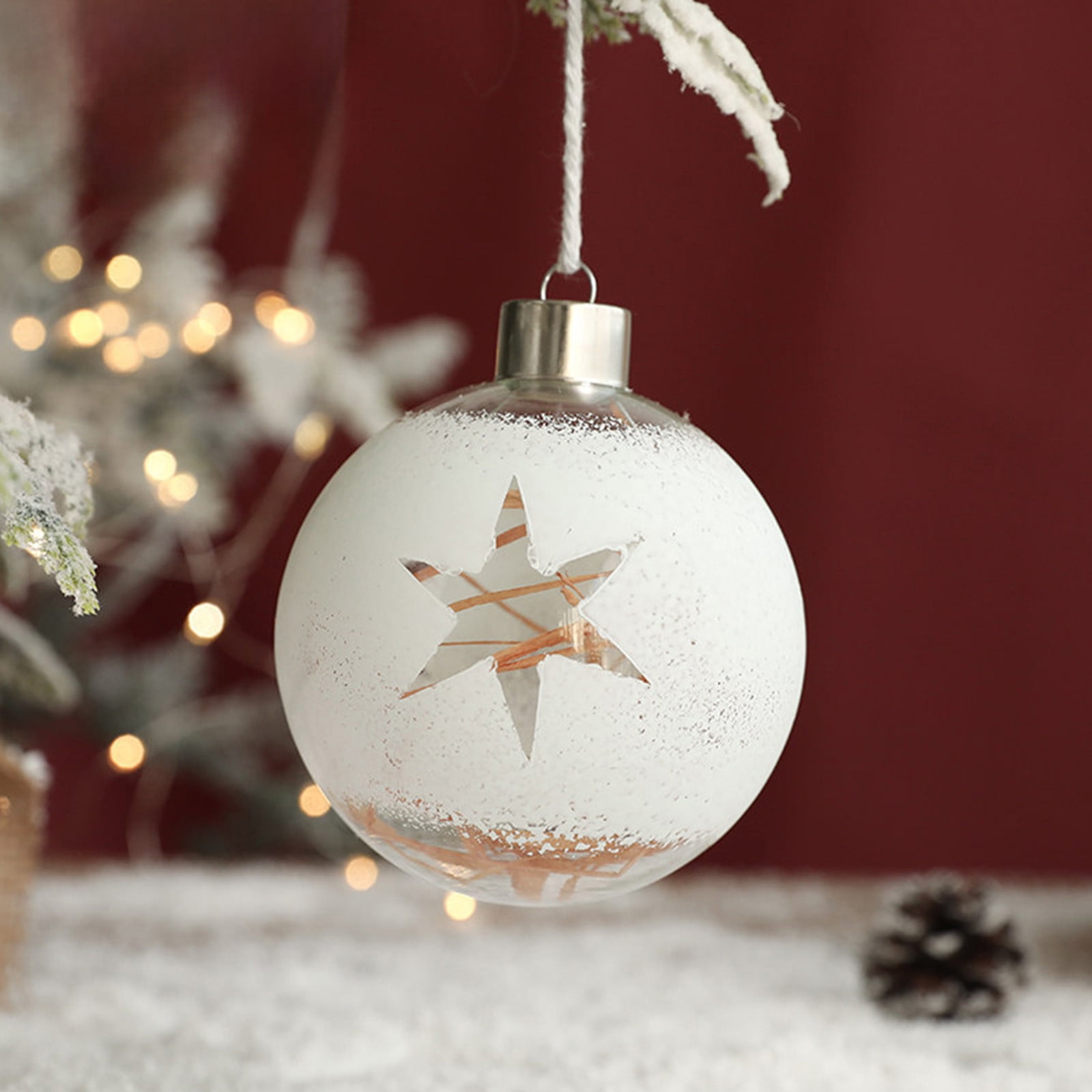 Seyotauo Christmas Clear Baubles Transparent Ball Plastic Fillable ...