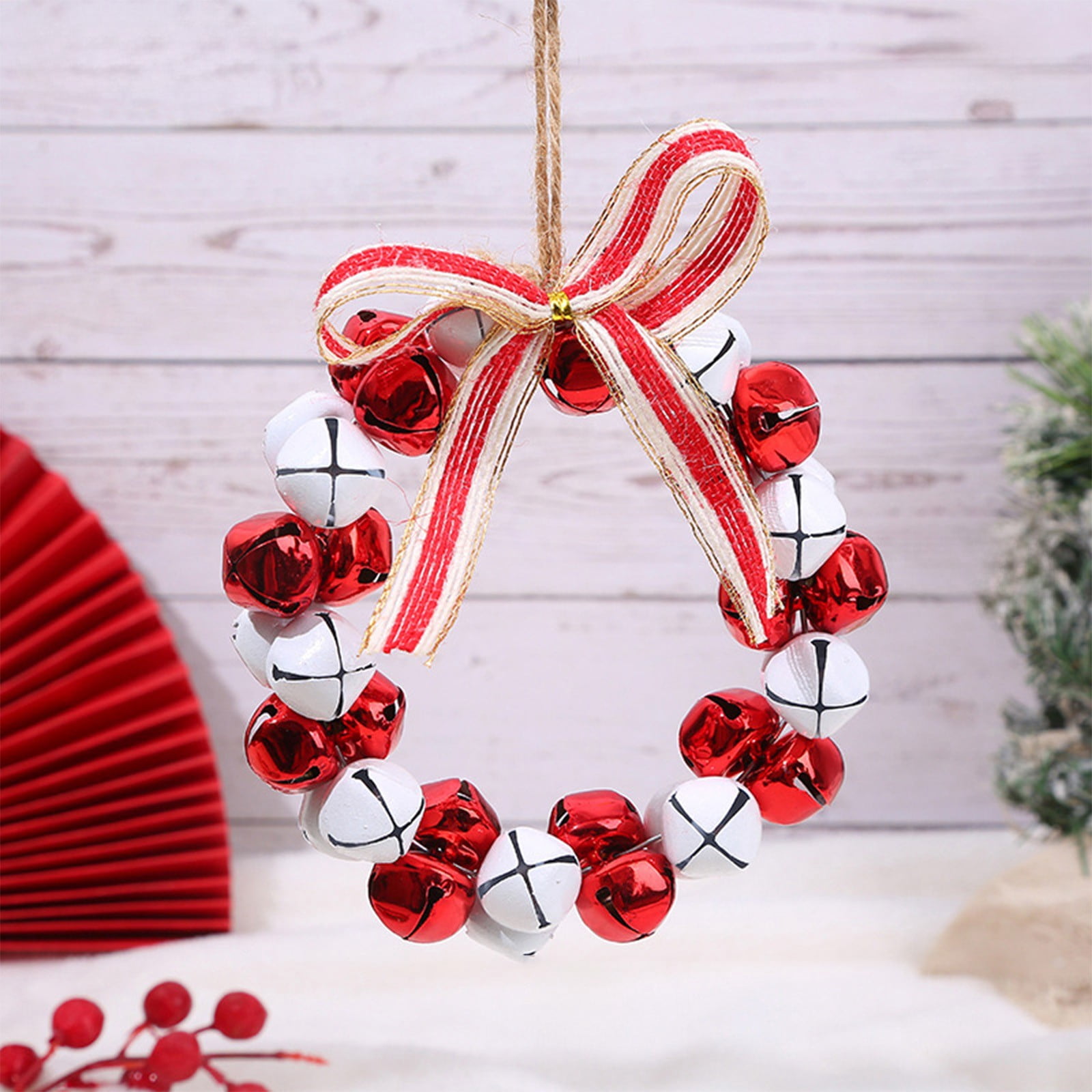Seyotauo Christmas Jingle Bell Wreath Christmas Tree Ornaments Craft ...