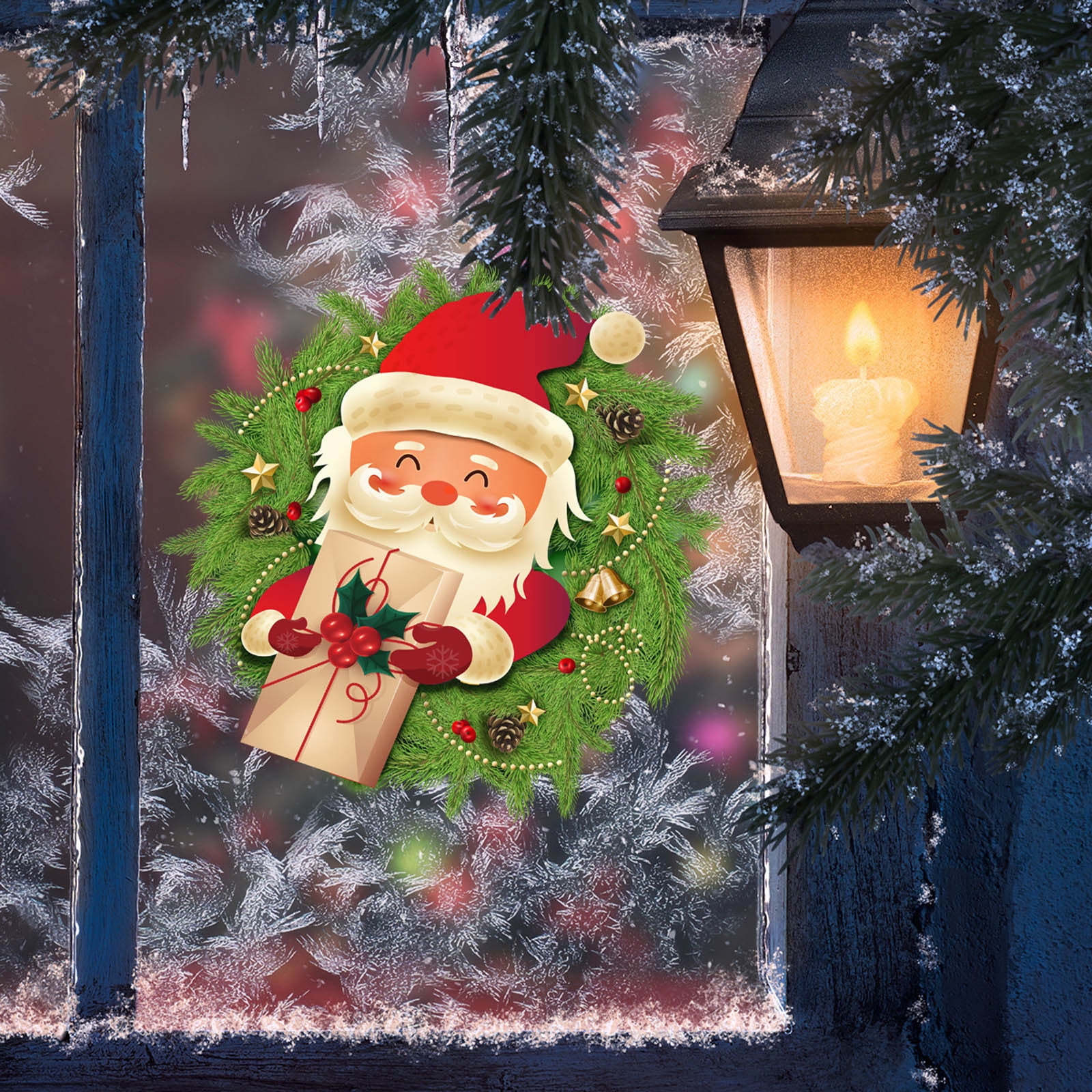 Seyotauo Christmas Window Clings Decorations, Extra Large Santa Claus ...