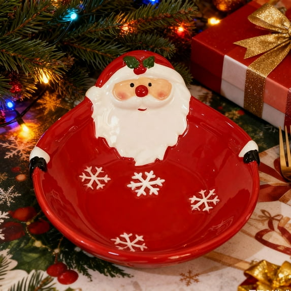 Seyotauo Large Ceramic Santa Candy Bowl – Christmas Decorative Snack ...