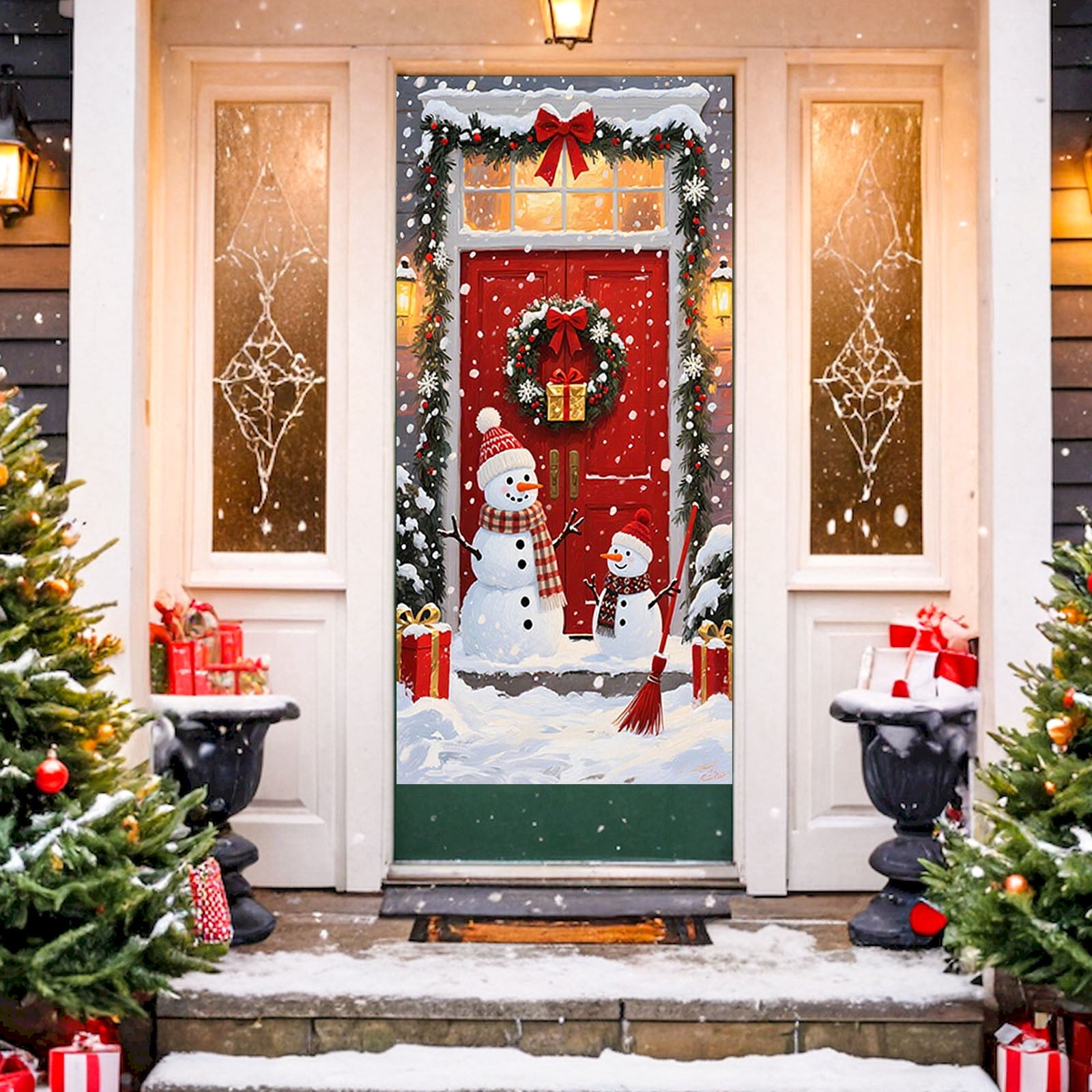 Seyotauo Merry Xmas Door Cover - Red Christmas Door Decorations Banner ...