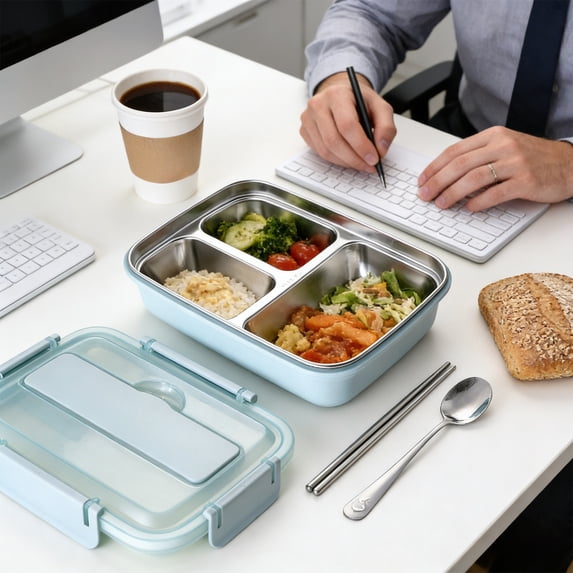 Seyotauo Stainless Steel Divided Food Storage Container, Portable ...