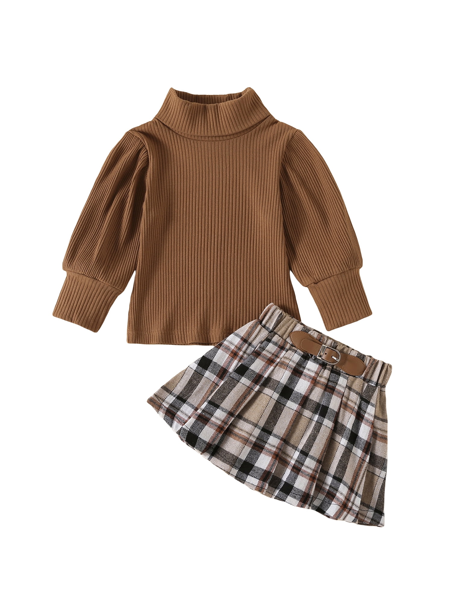 Seyurigaoka 2 Pcs Baby Girls Autumn Clothes Set Puff Long Sleeve Mock ...