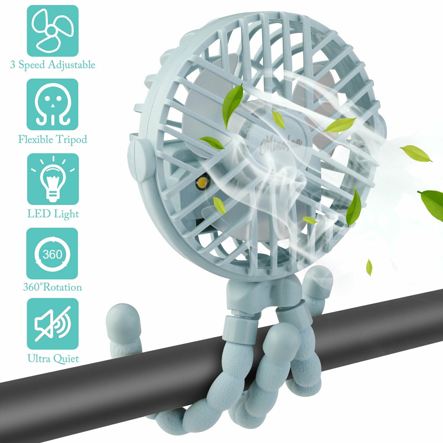 Seyurigaoka Personal Little Mini Fan, Low Noise 360Rotating Clip-On ...