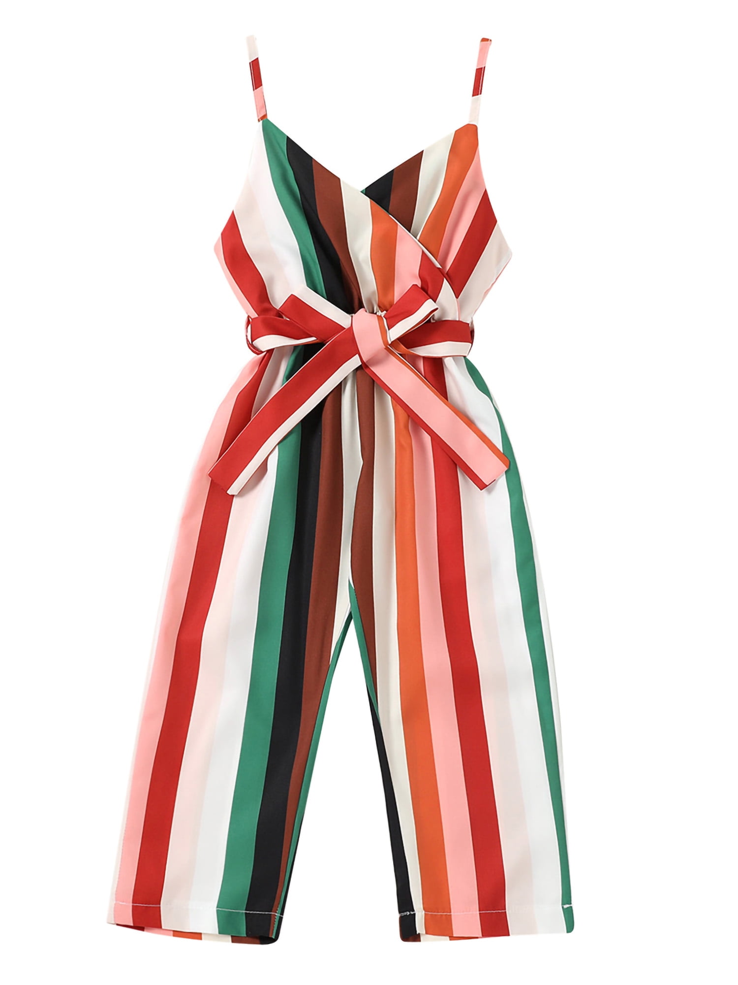 Seyurigaoka Sister Matching Dress/Jumpsuit, Sleeveless Colorful Stripe ...