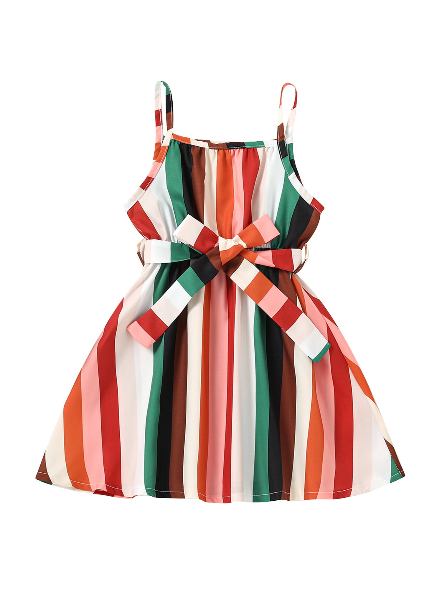 Seyurigaoka Sister Matching Dress/Jumpsuit, Sleeveless Colorful Stripe ...