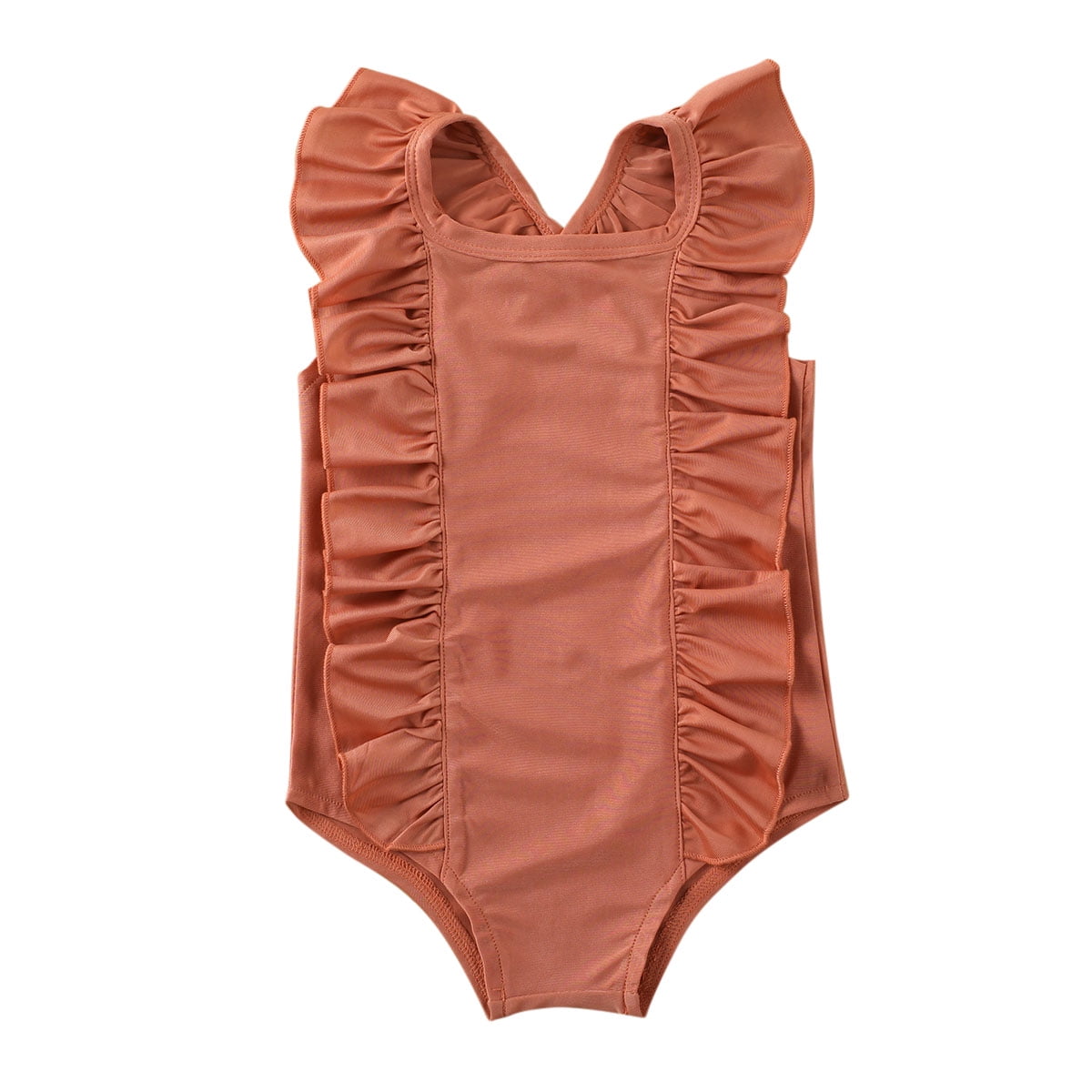 Seyurigaoka Toddler Girl One Piece Swimsuit Ruffle Solid Color/Zebra ...