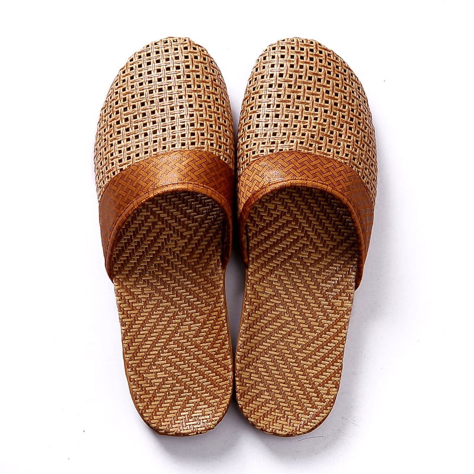 Seyurigaoka Women Men Anti-Slip Linen Slippers Rattan Grass Couple ...