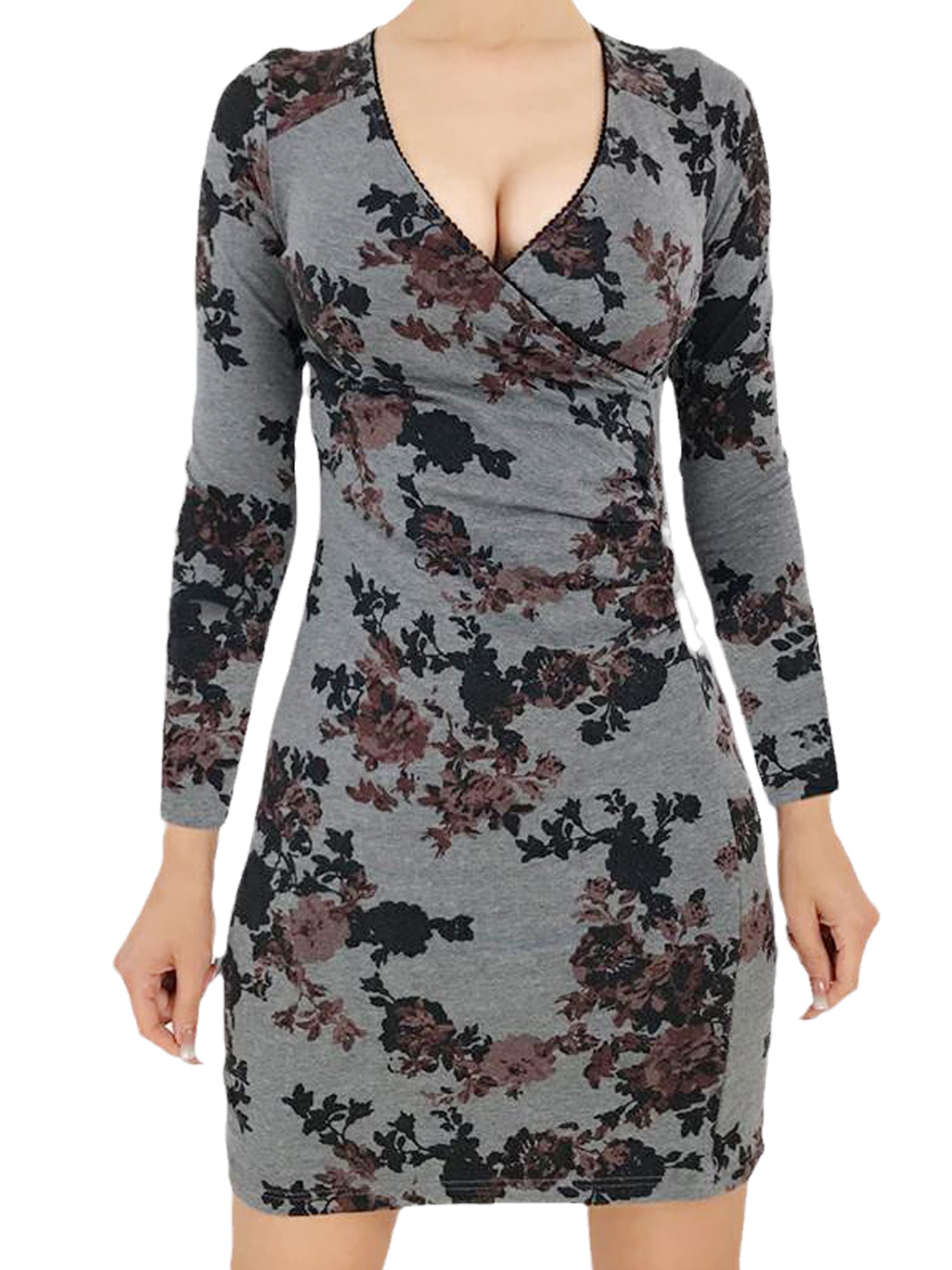 Seyurigaoka Women Sexy Close-fitting Dress, Plunging Neckline Long ...