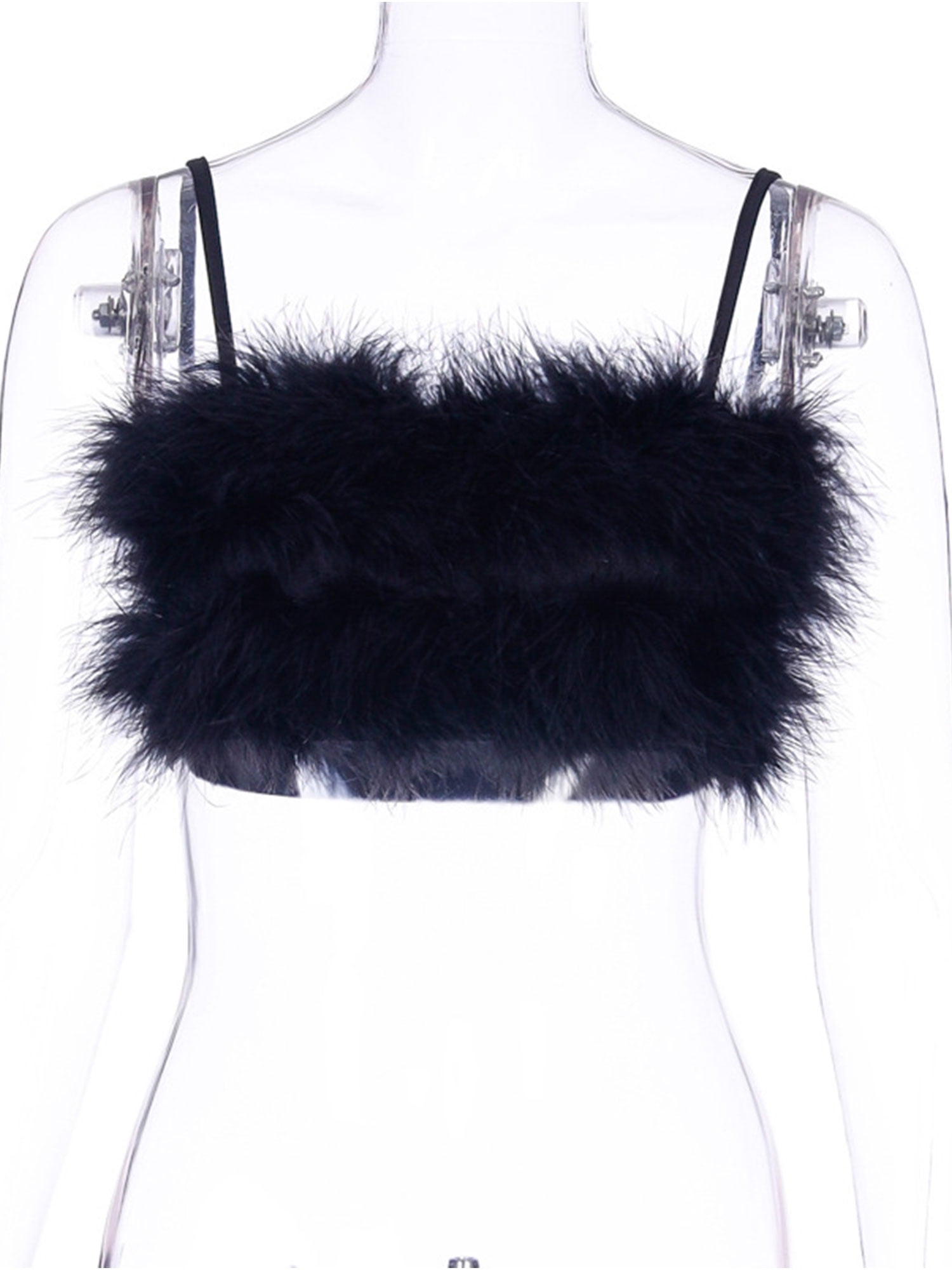 Seyurigaoka Women Sexy Sleeveless Plush Camisole Solid Color Furry Crop ...