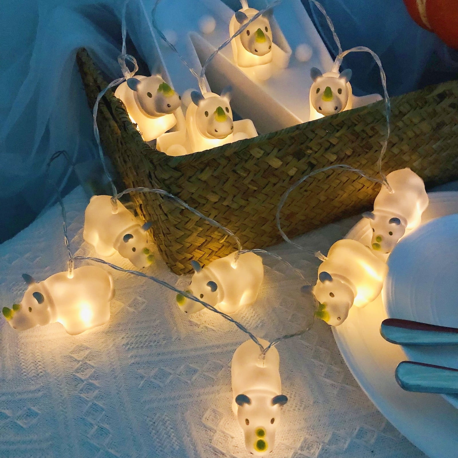Sezrgiu Animal Rhino String Night Light Battery Operated LED Lamp ...