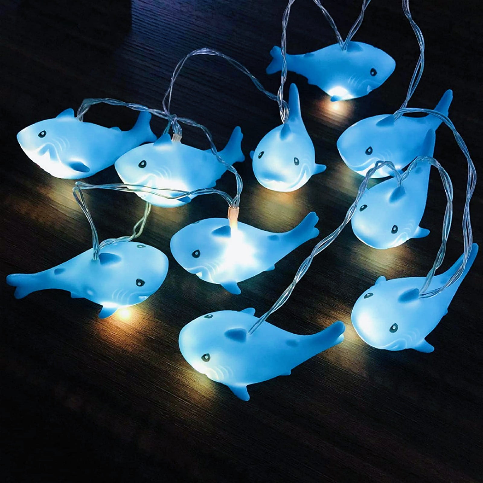 Sezrgiu Cute Animal Shark LED String Lights Battery Powered Night Light ...