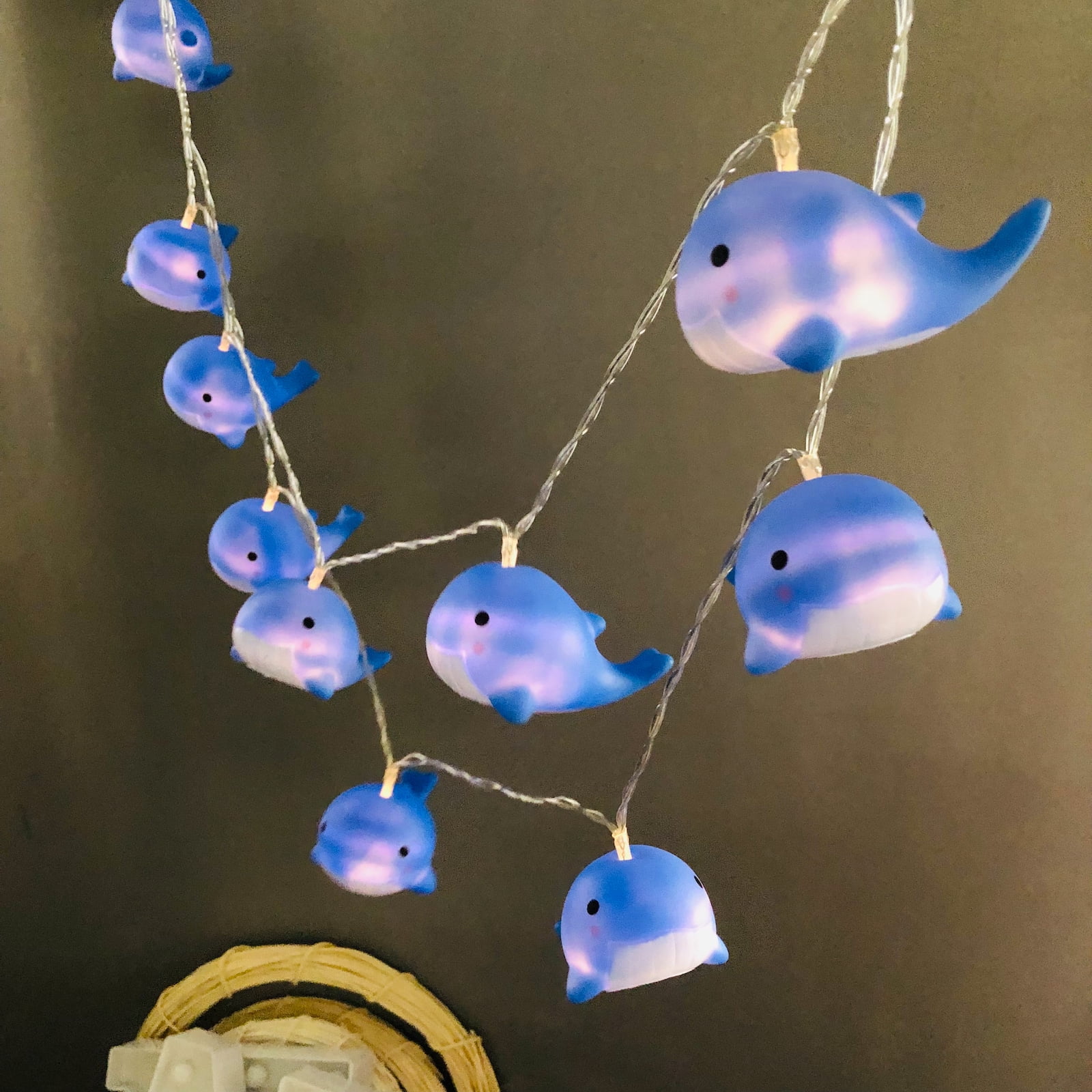 Sezrgiu Cute Whale Night Light Battery Operated LED Indoor Kids Bedroom ...
