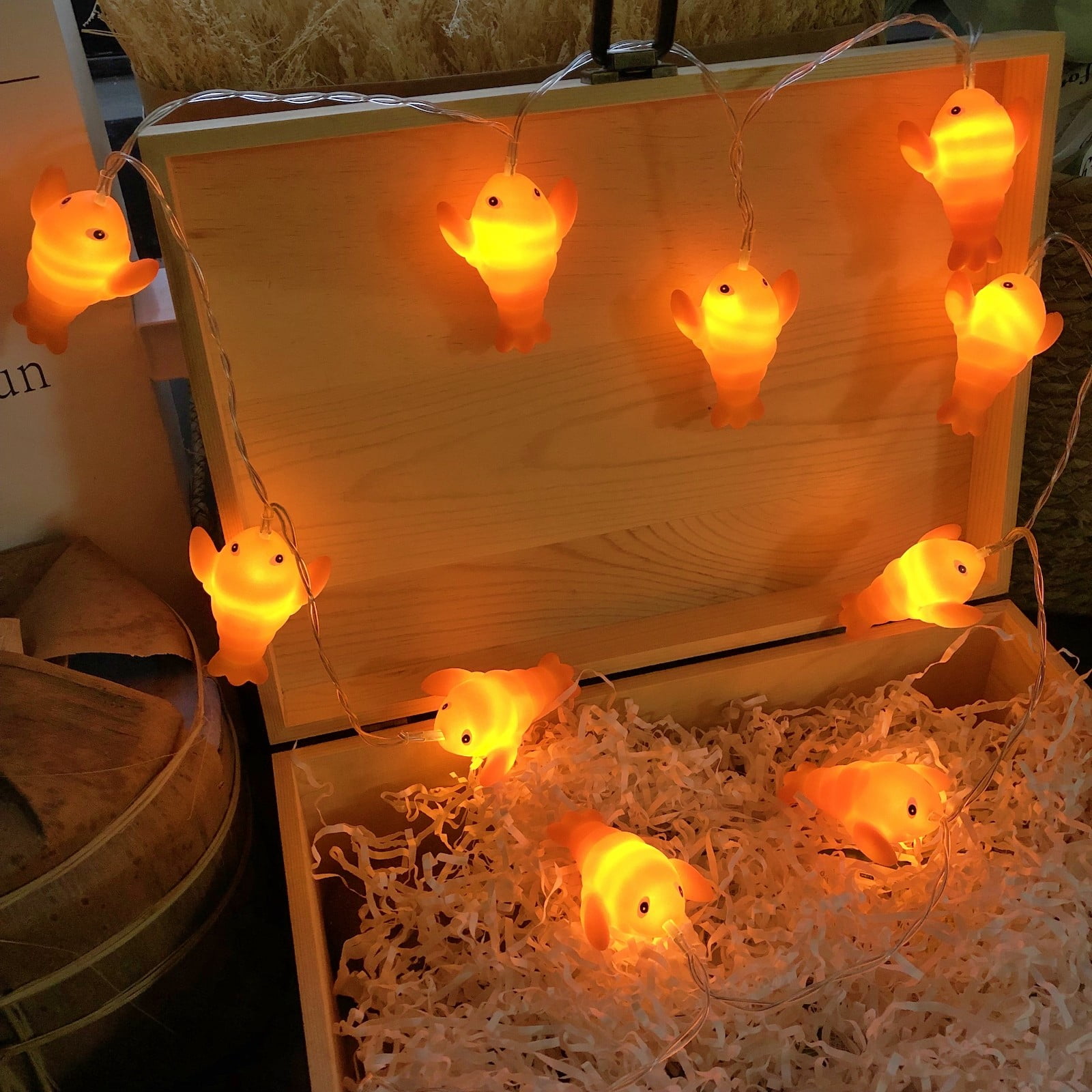 Sezrgiu Lobster Night Light Battery Operated Warm LED Fairy String ...