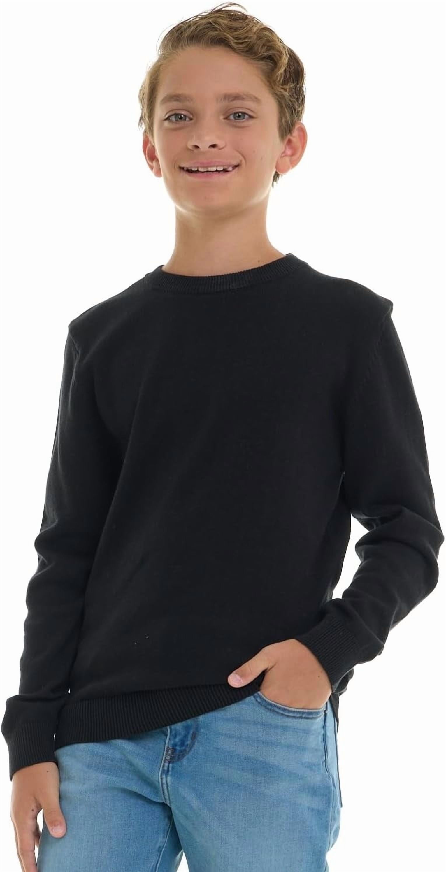 Sezzit Boys 100% Cotton Crewneck Sweater Soft Knit Pullover for Fall ...