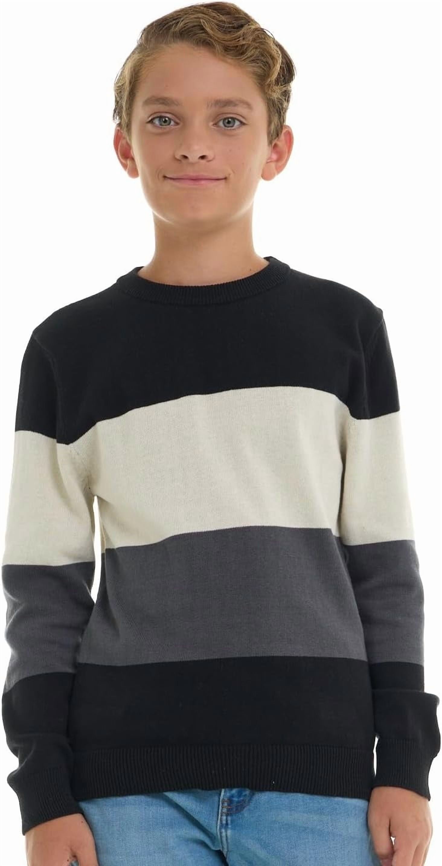 Sezzit Boys 100% Cotton Crewneck Sweater Soft Knit Pullover for Fall ...