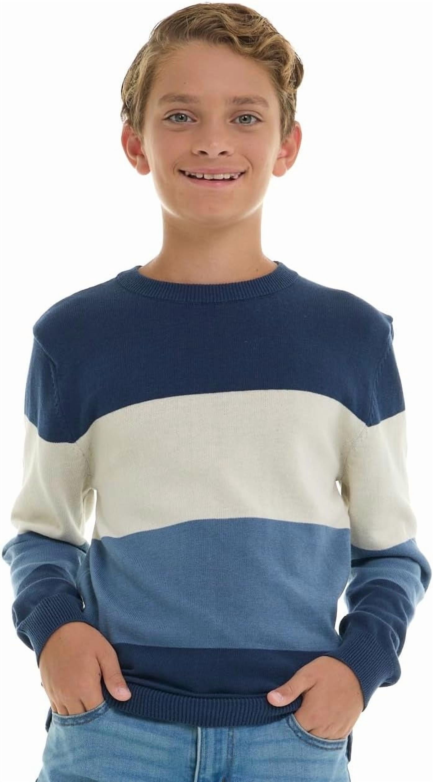 Sezzit Boys 100% Cotton Crewneck Sweater Soft Knit Pullover for Fall ...