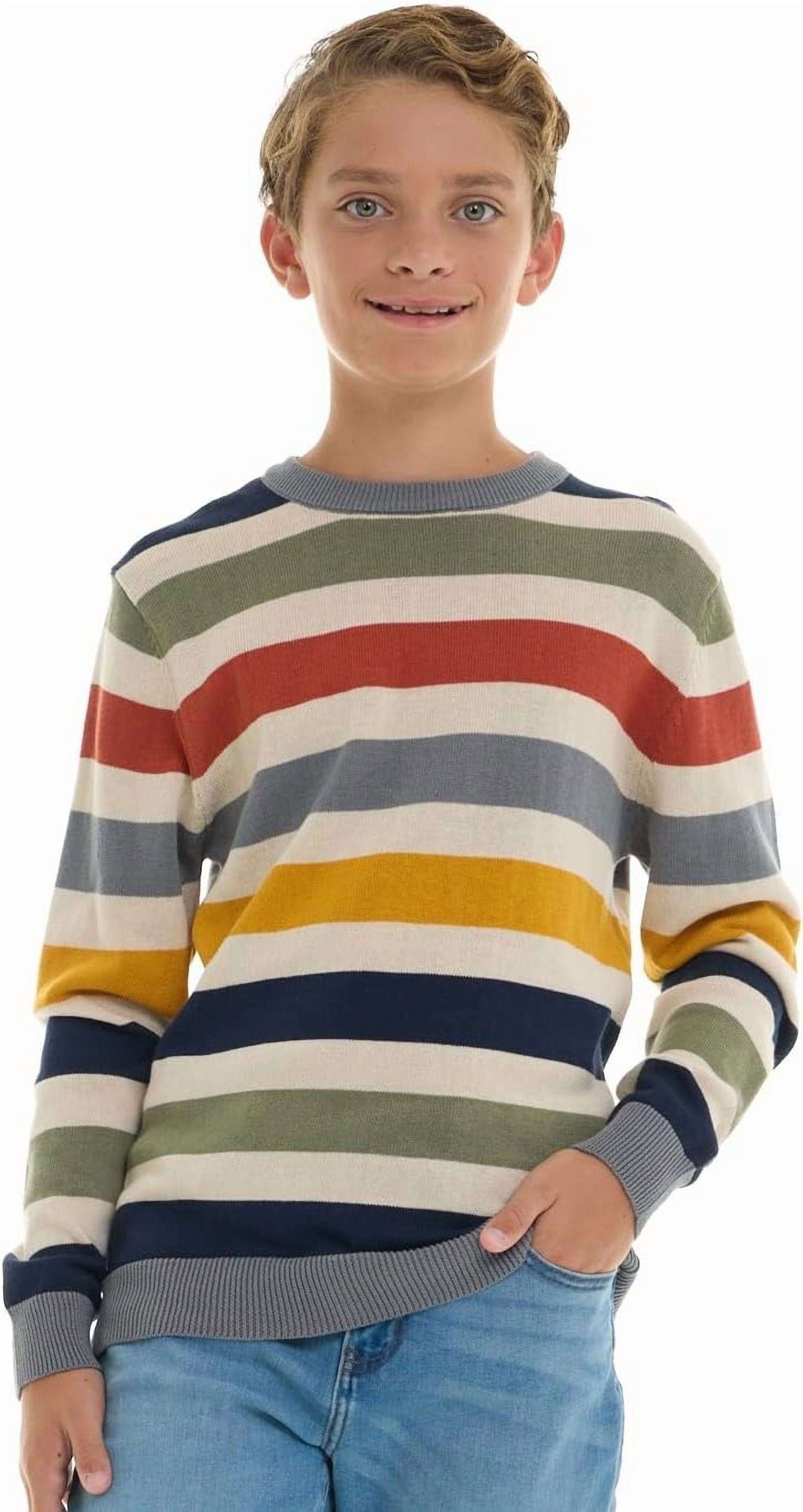 Sezzit Boys 100% Cotton Crewneck Sweater Soft Knit Pullover for Fall ...