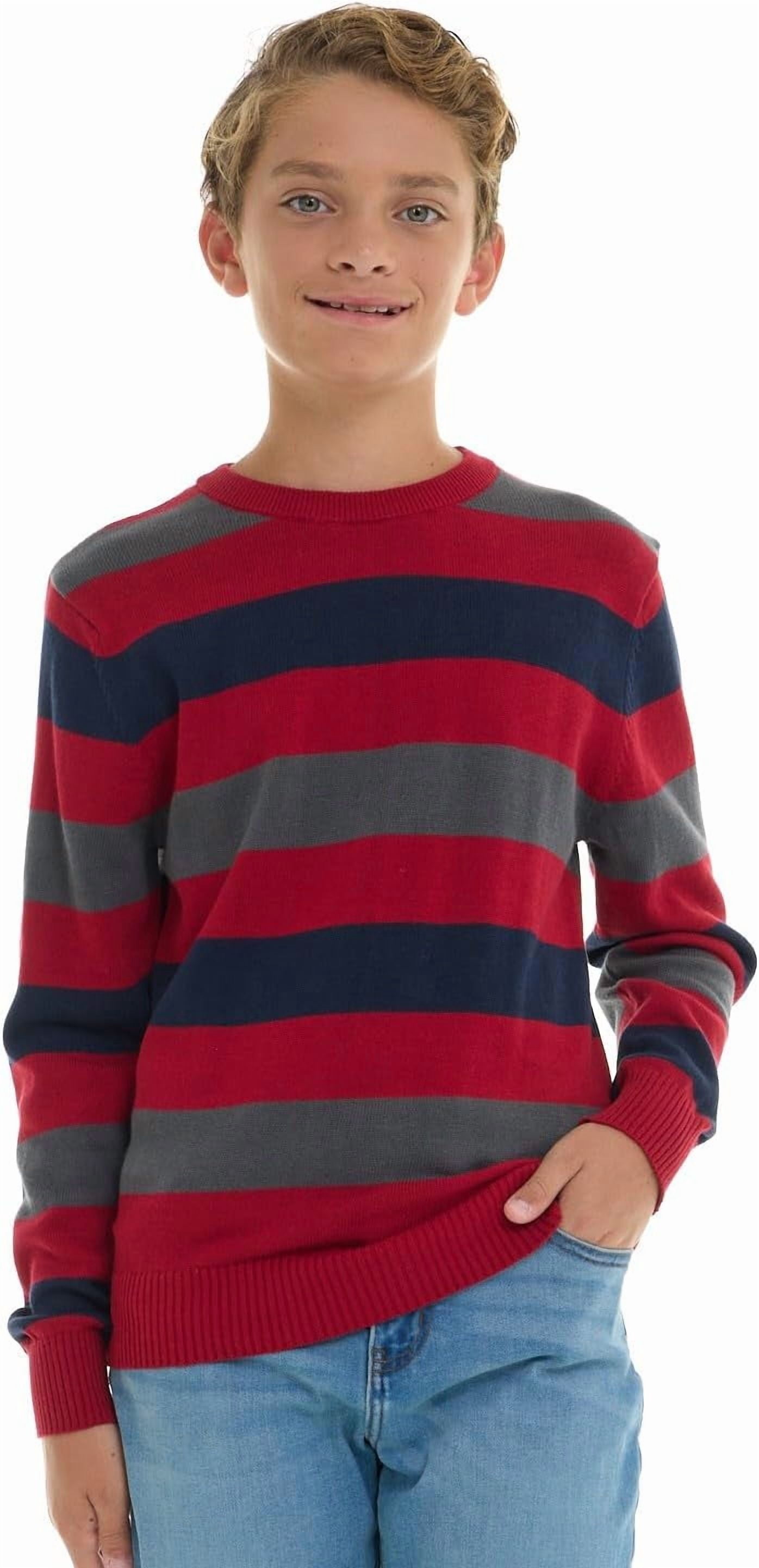 Sezzit Boys 100% Cotton Crewneck Sweater Soft Knit Pullover for Fall ...
