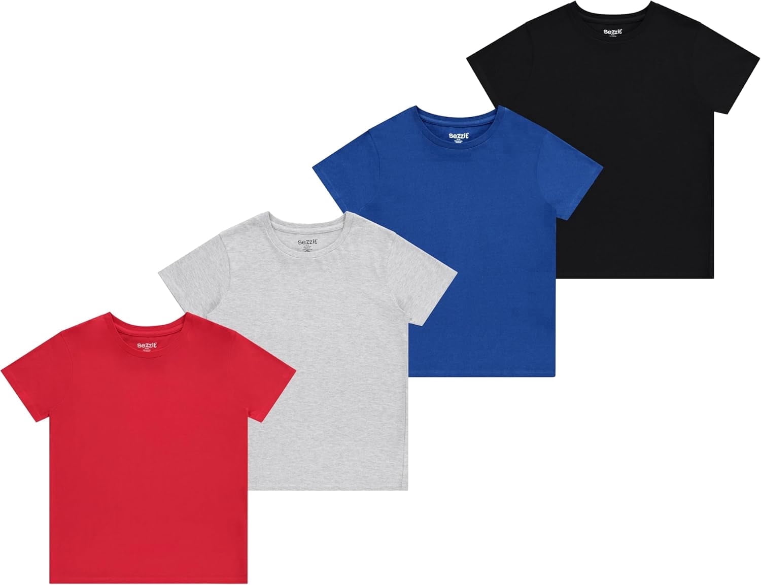 Sezzit Boys 4-Pack Solid Color T-Shirts - Sizes 4-18 Tee Shirts ...