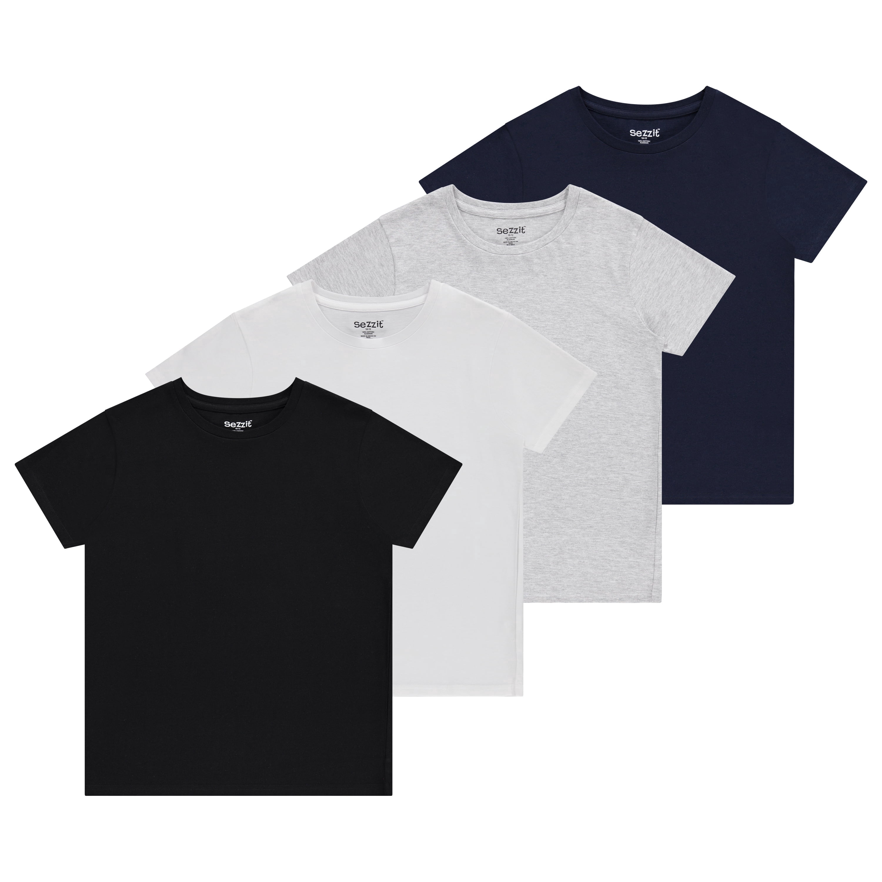 Sezzit Boys 4-Pack Solid Color T-Shirts - Sizes 4-18 Tee Shirts ...