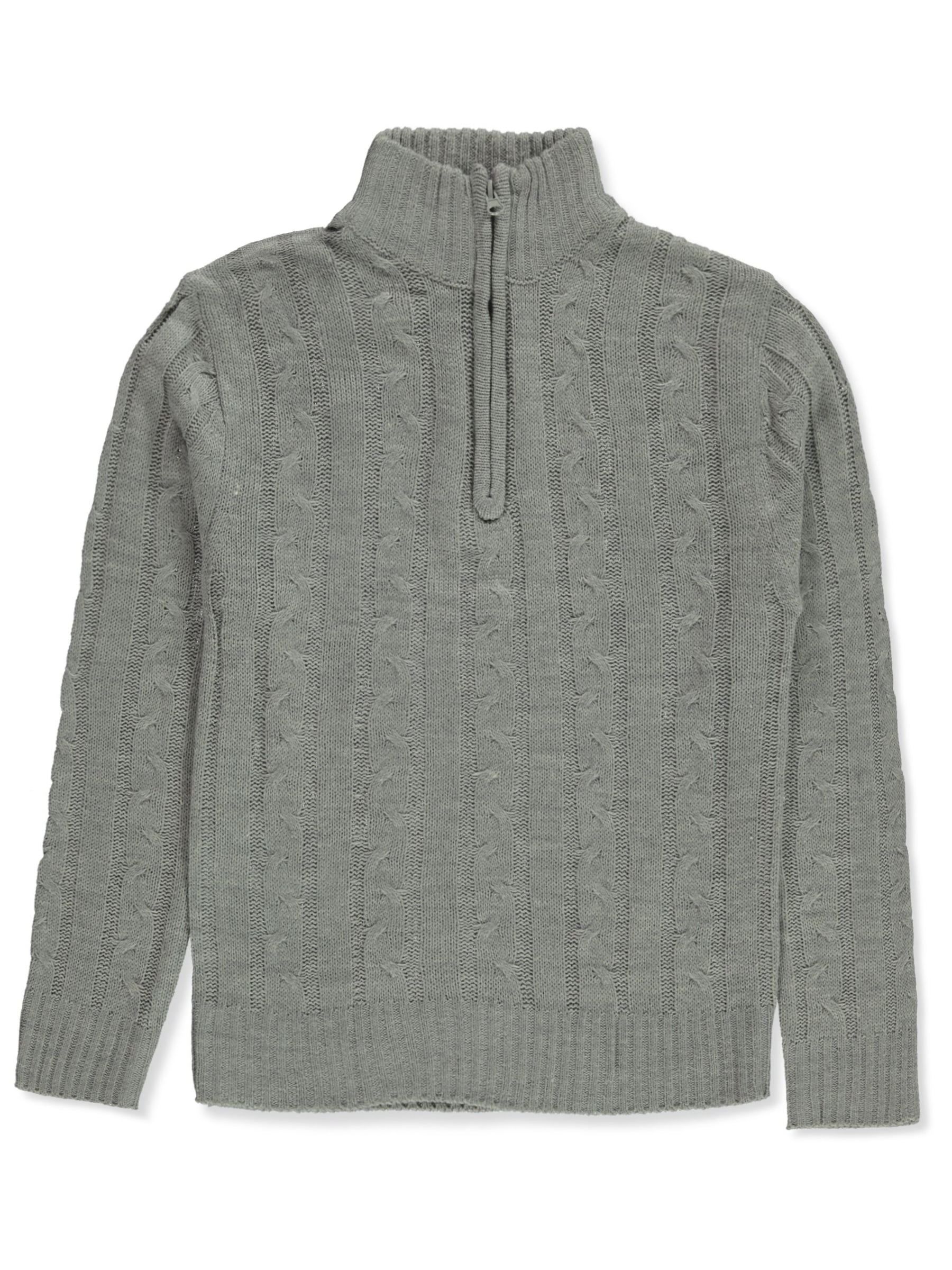 Sezzit Boys' Cable Knit Quarter Zip Sweater Color: gray Size: 7 ...