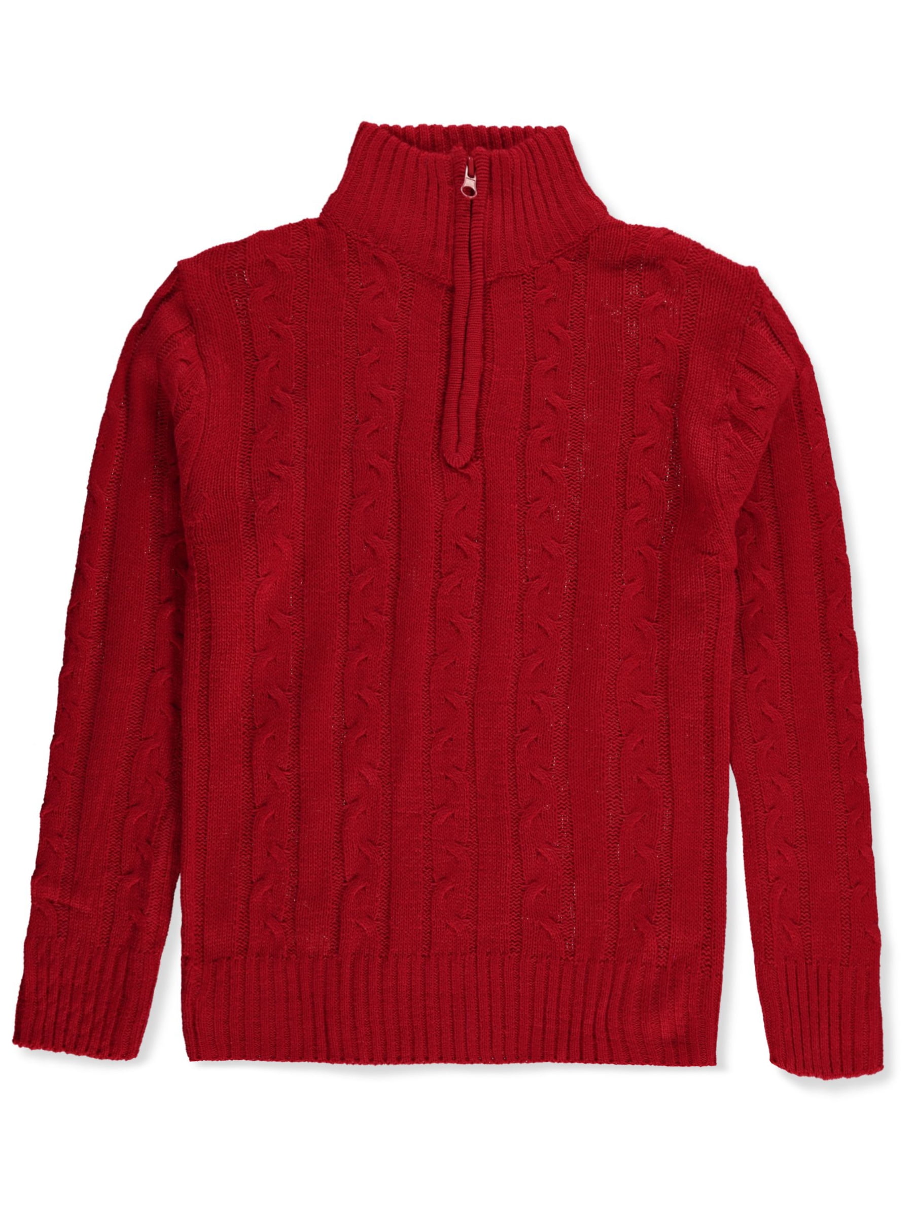 Sezzit Boys' Cable Knit Quarter Zip Sweater Color: red Size: 14 - 16 ...