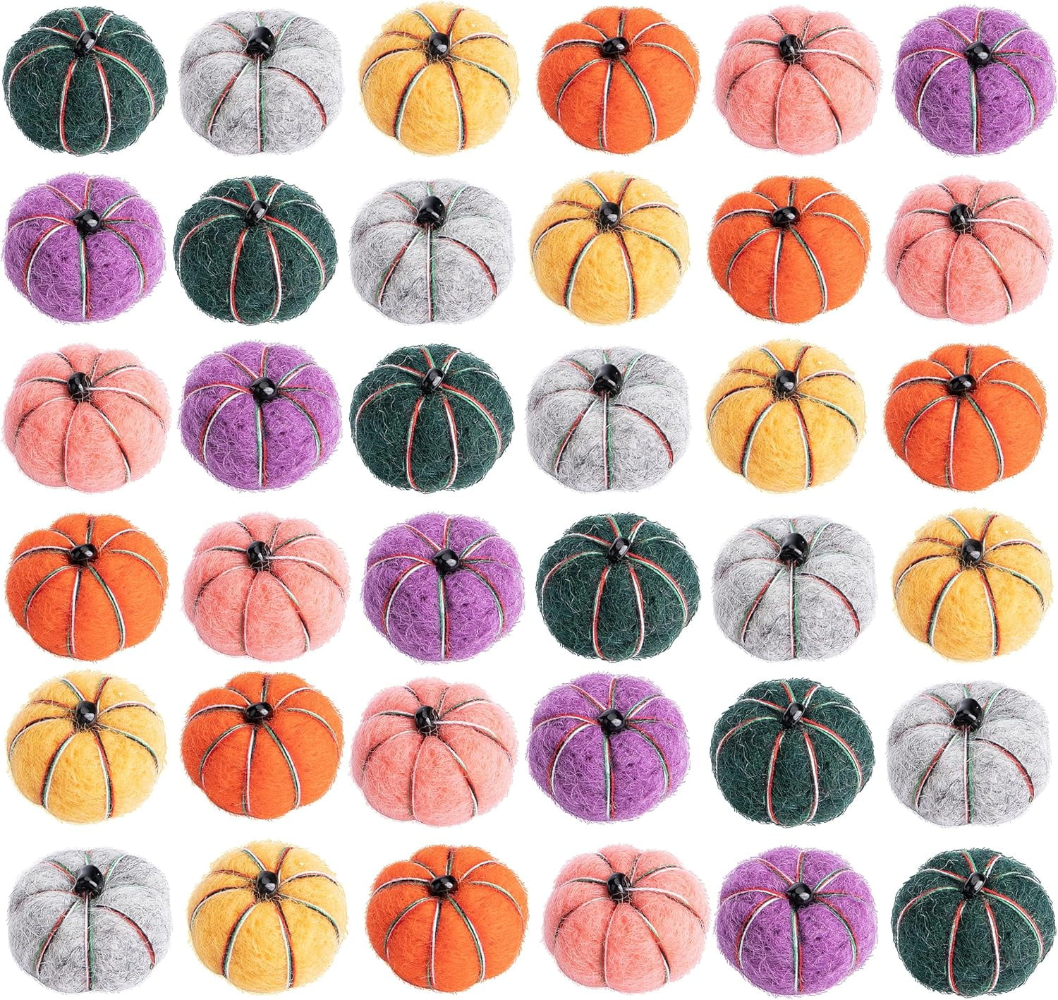 Sfcddtlg 36 PCS Halloween Small Felt Pumpkin Pom Poms-9 Colors Mini ...