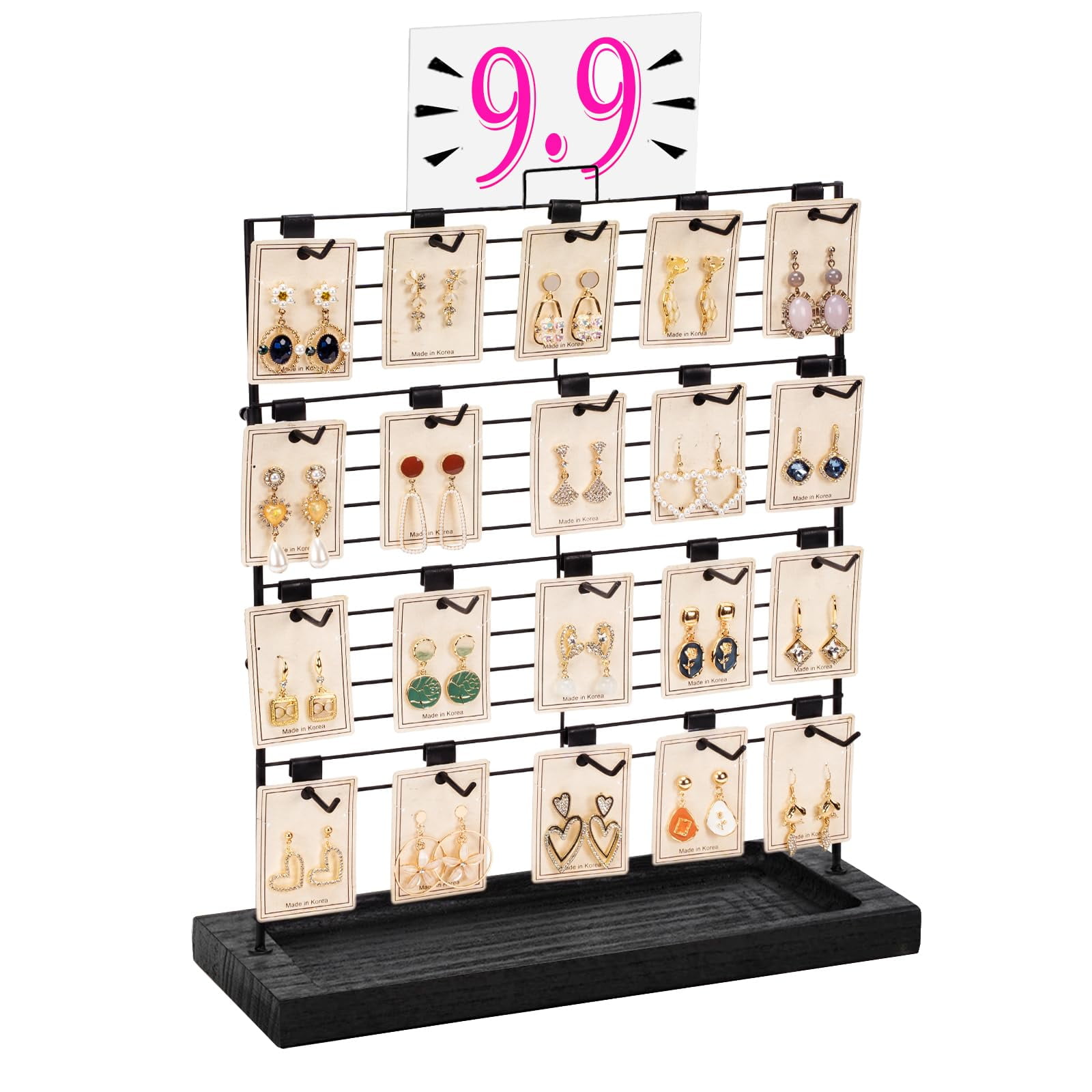 Sfugno Earring Display Stands for Selling, Wood Jewelry Display with 20 ...