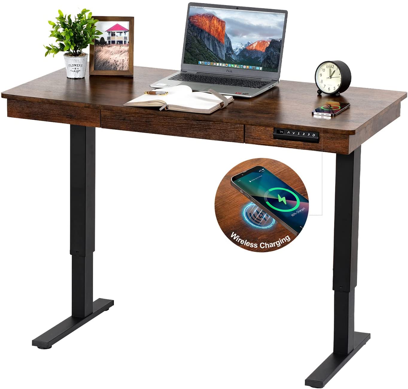 FEZIBO 55 x 24 Inches Adjustable Height Electric Standing Desk with ...