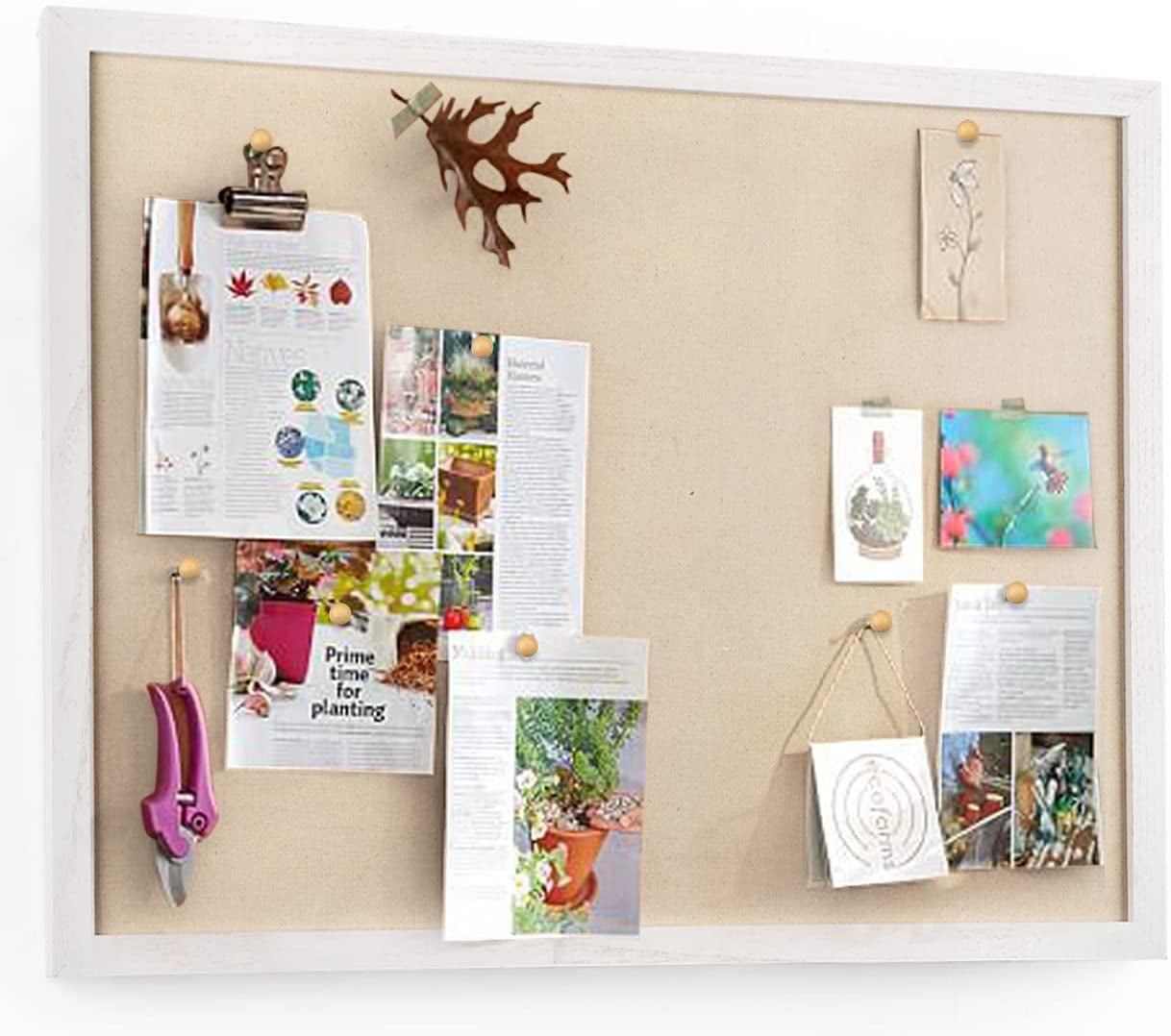 Sfugno 23x18 inch Large Wooden Bulletin Board with Linen Surface, Memo ...