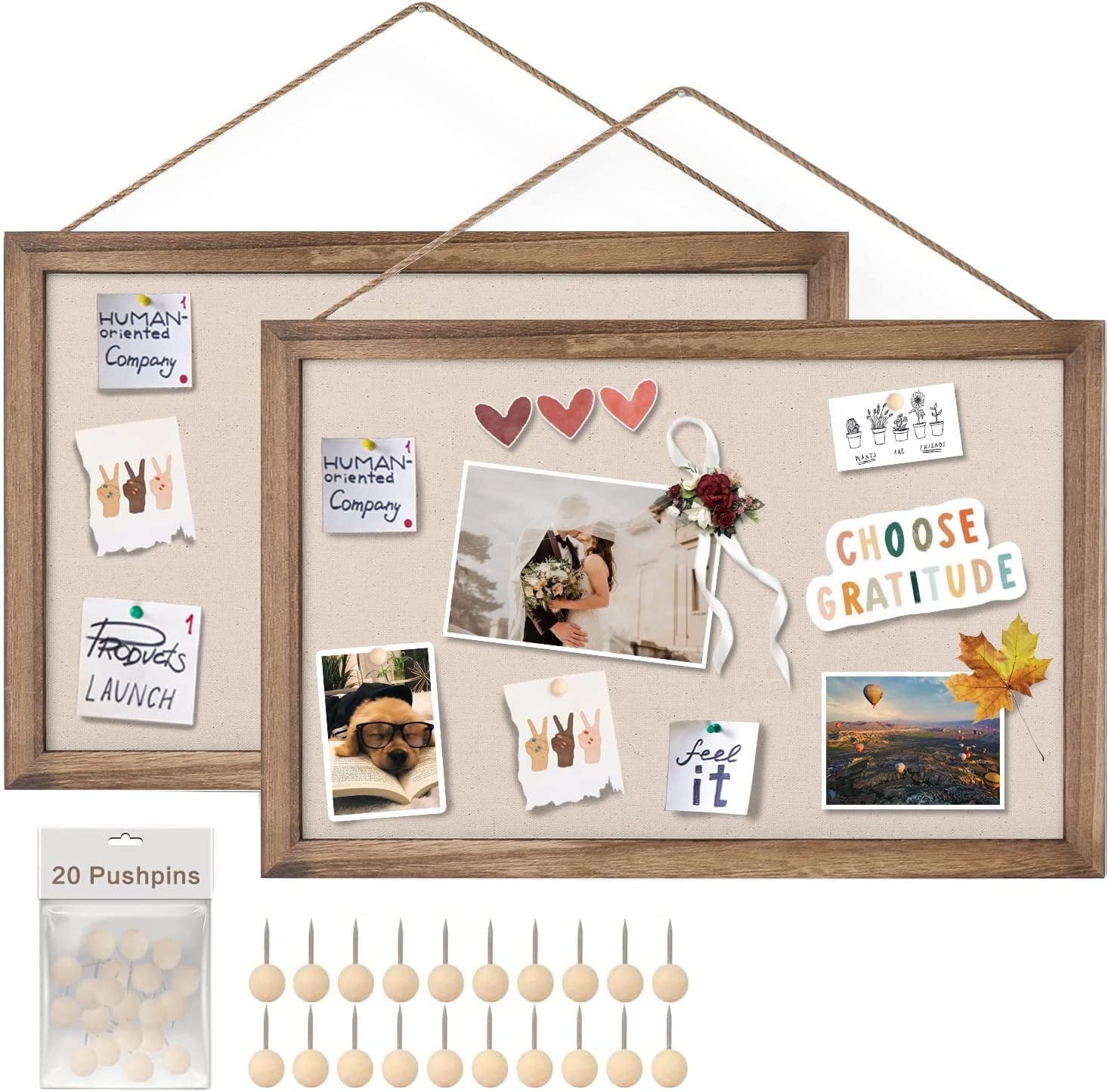 "Sfugno Small Framed Wood Bulletin Boards, 2-Pack, 16""x11"" Decorative ...