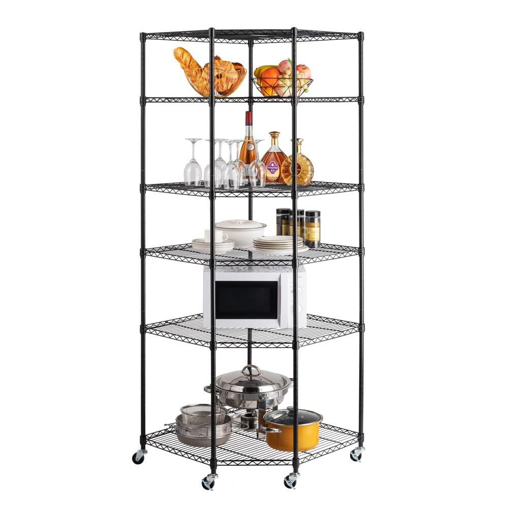 SgoodS 6Tier Wire Shelving Adjustable Heavy Duty Rack Corner Unit ...
