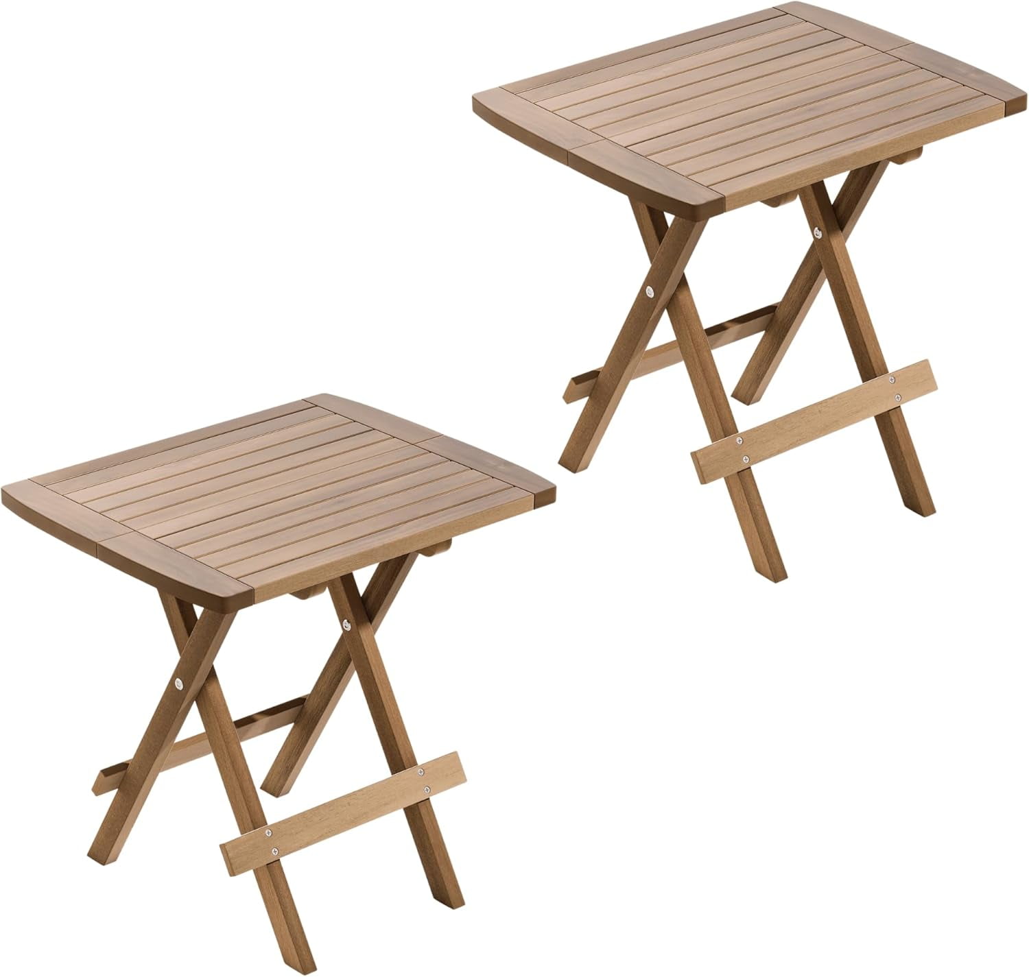 SgoodS Acacia Wood Outdoor Side Table, Patio Folding Circular Arc ...