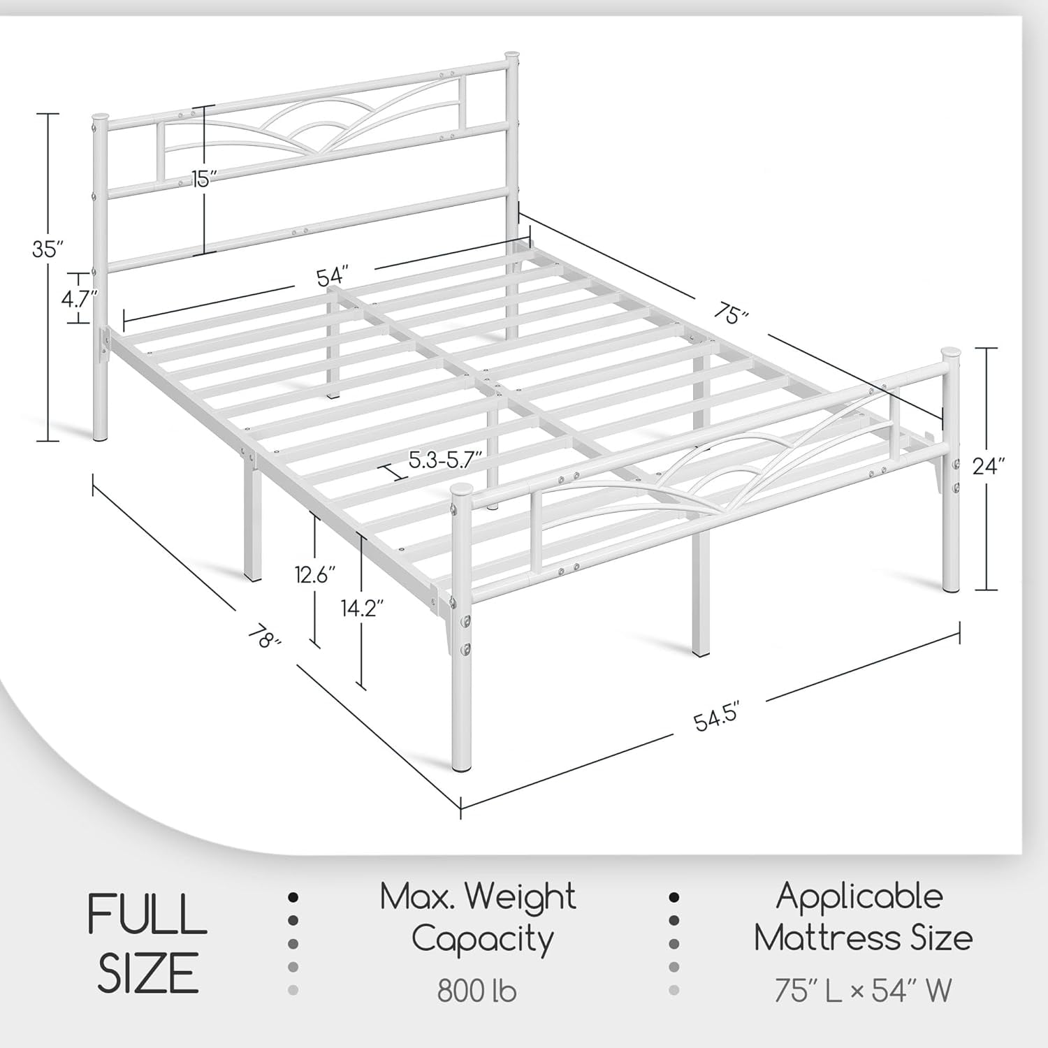 SgoodS Full Size Bed Frames Metal Platform Bed Mattress Foundation with ...