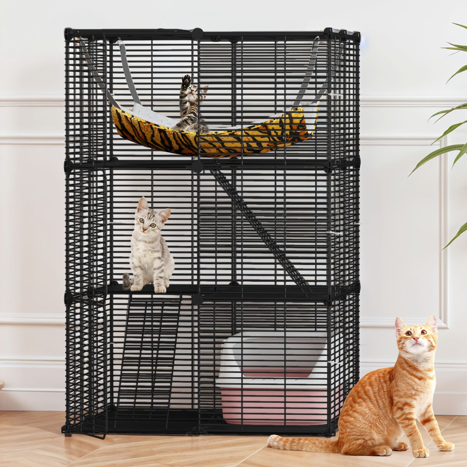 SgoodS Indoor Cat Cage Enclosure - DIY Cat Playpen & Metal Kennel with ...