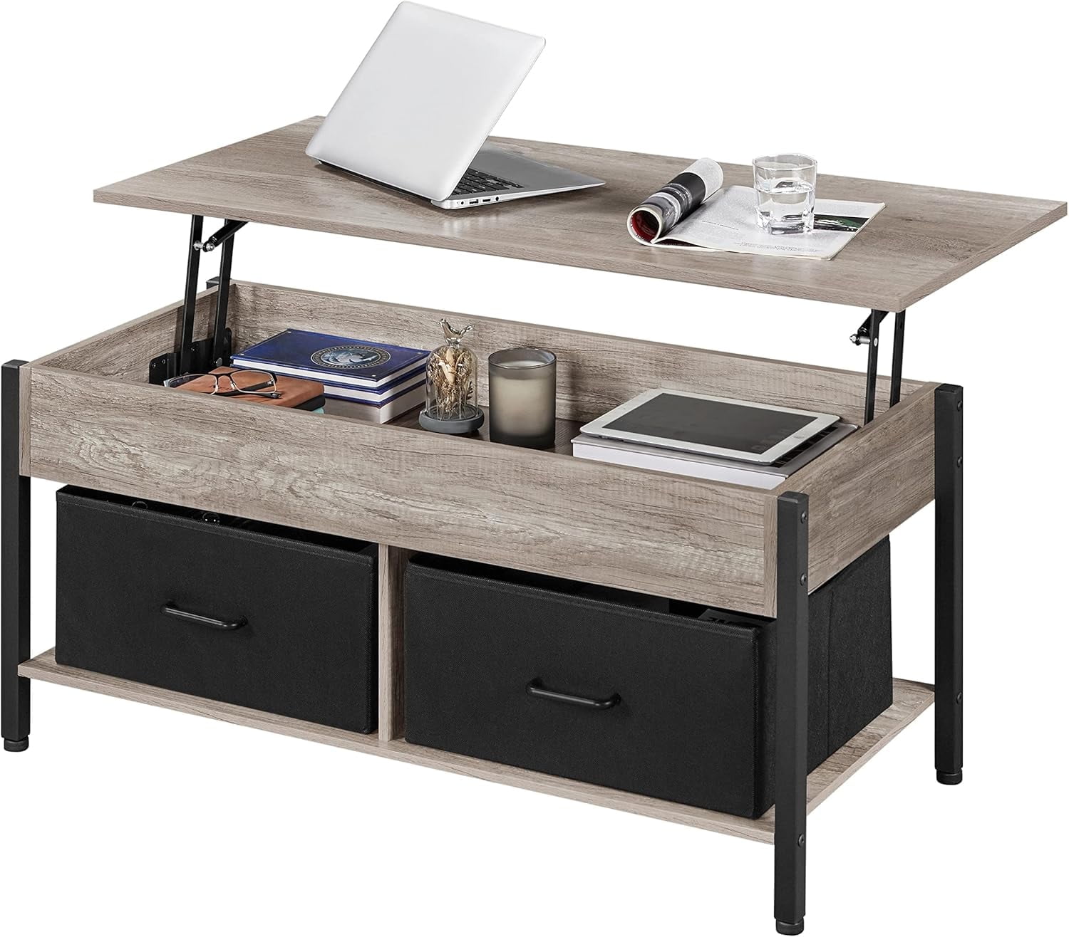 SgoodS Lift-top Coffee Table with 2 Fabric Baskets & Hidden Storage ...