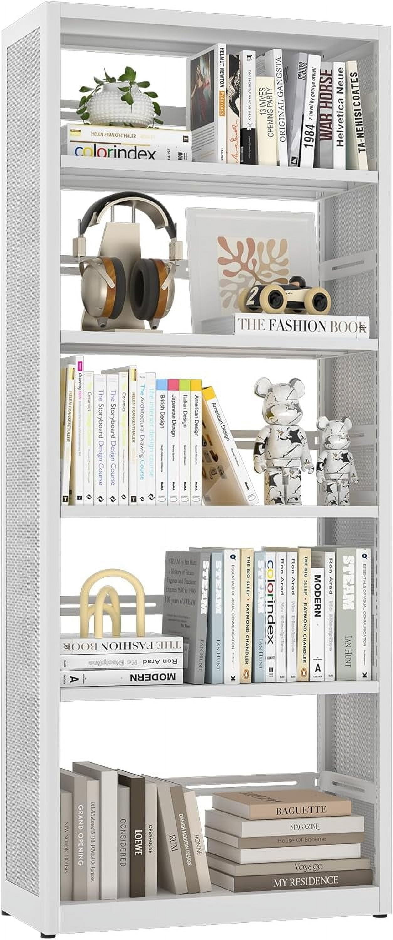 SgoodS Metal 5 Tier Bookshelf, 68" Tall Bookcase, Large Open Storage ...