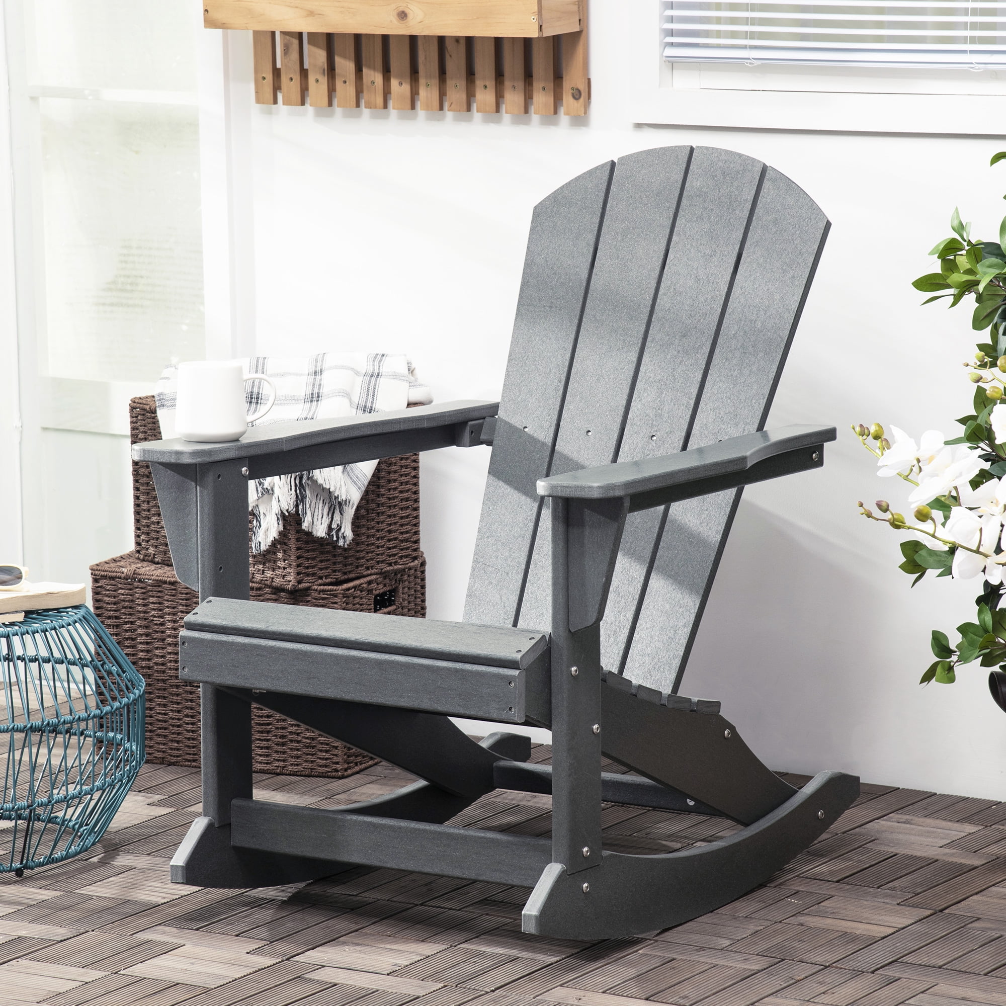 SgoodS Outdoor Rocking Chair - HDPE Adirondack Style Rocker Chair ...