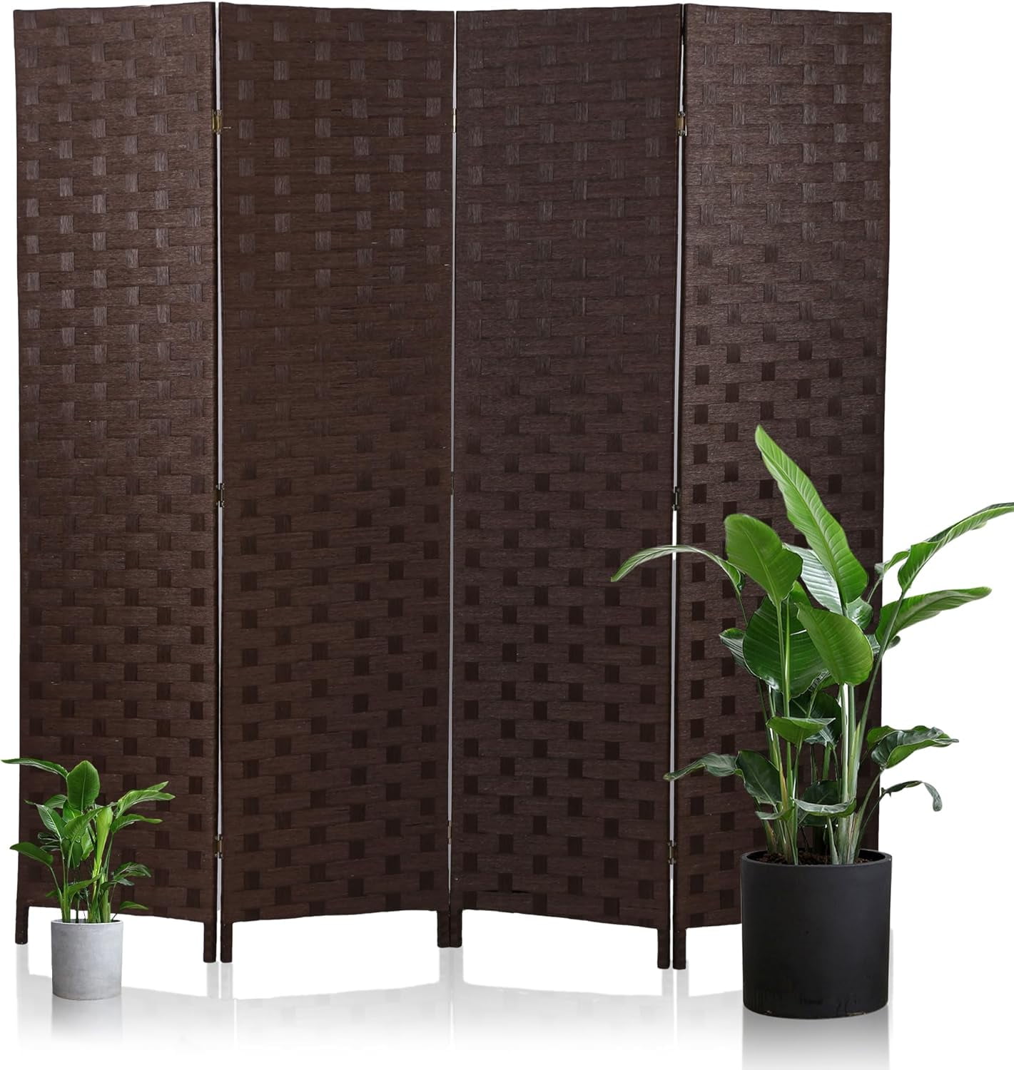 SgoodS Room Divider Screen, 4 Panel Dressing, Wood Hand-Woven Design ...