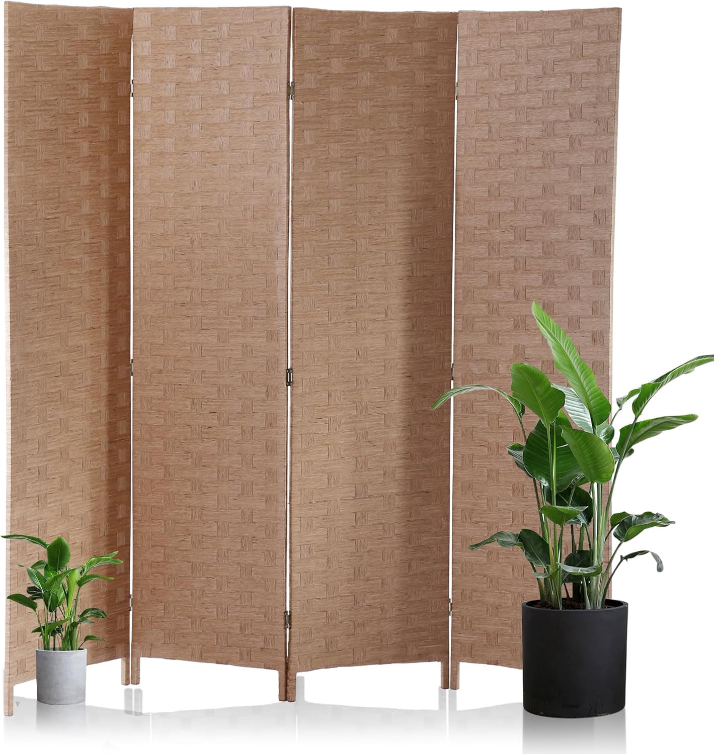 SgoodS Room Divider Screen, 4 Panel Dressing, Wood Hand-Woven Design ...
