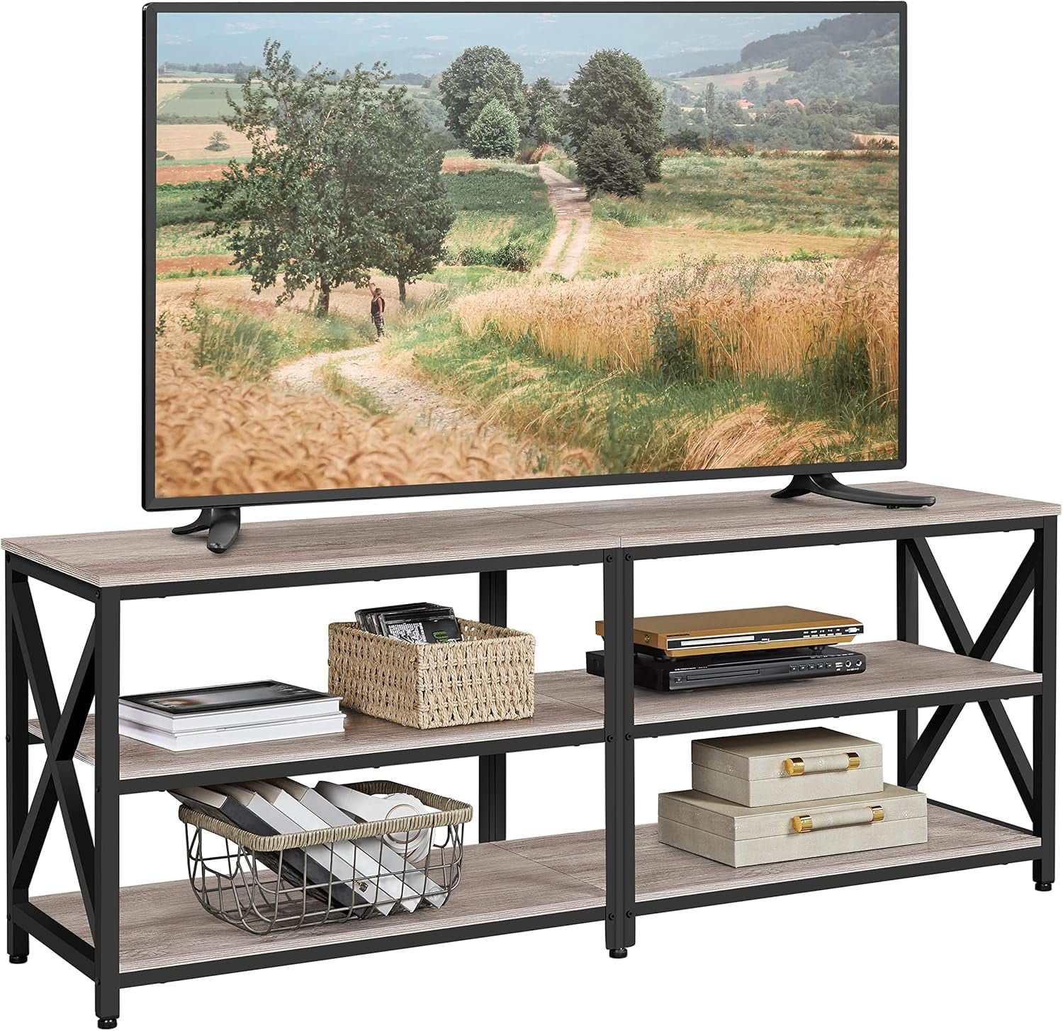 SgoodS TV Stand for 70 Inch TVs, Industrial Media Entertainment Center ...