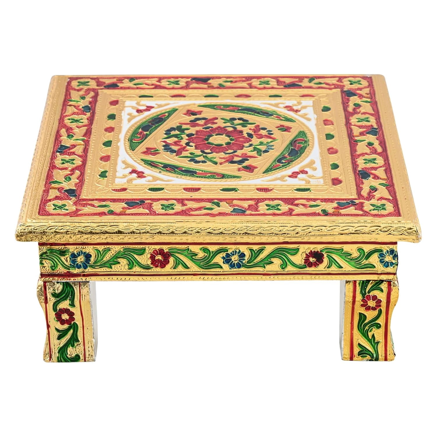 Sgr Handicrafts Wooden Pooja Chowki Big Size Meenakari Wooden Meenakari ...