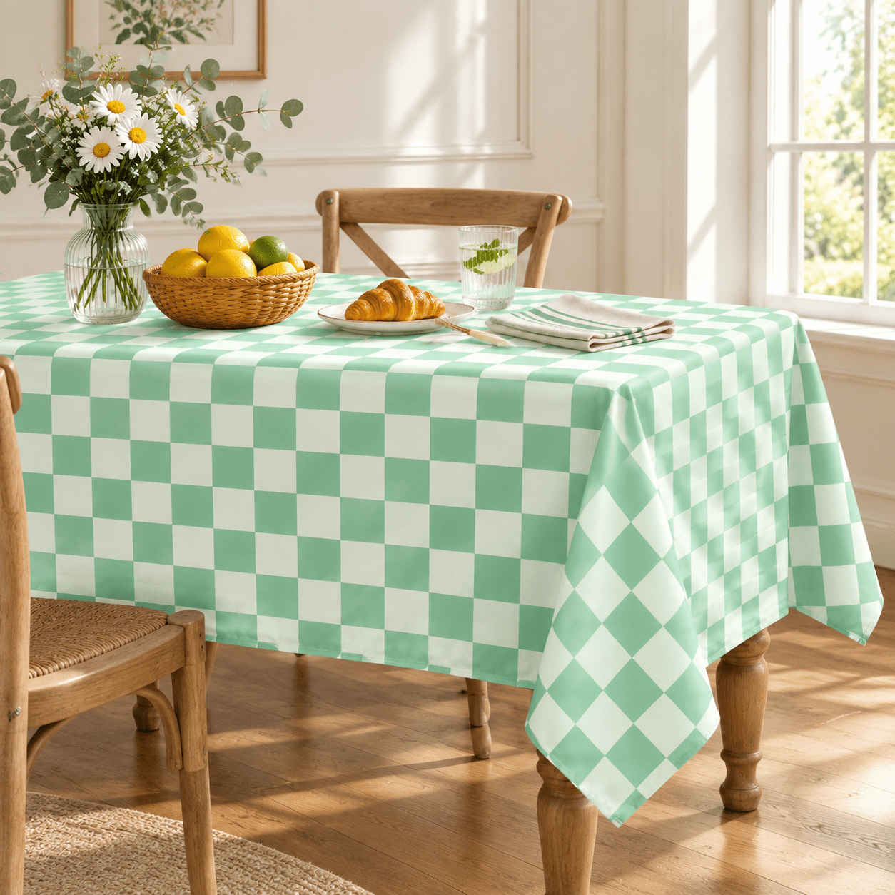 Sgreen Gingham Tablecloth Waterproof Table Cloth 57 X 120 Inch ...