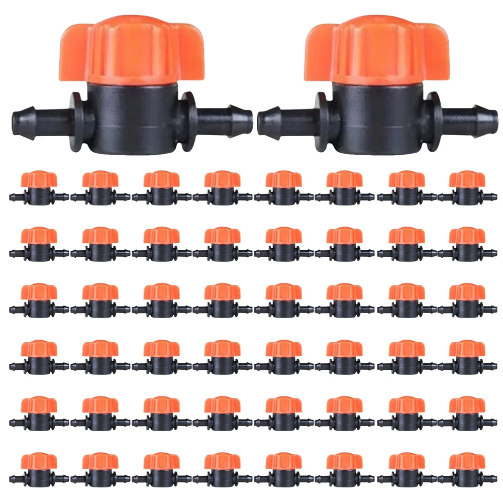 ShYlai 50Pcs 1/4 Drip Irrigation Shut Off Switch Valve Drip Irrigation ...