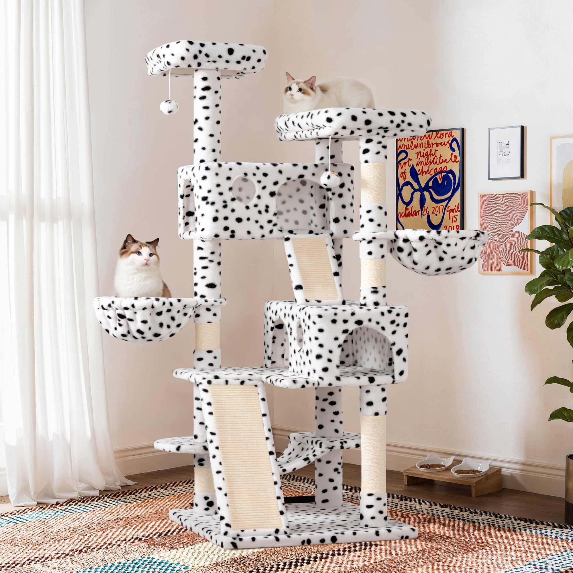 Sha Cerlin 65.7" Large Cat Tree Tower Condo for Cats with 2 Scratching ...