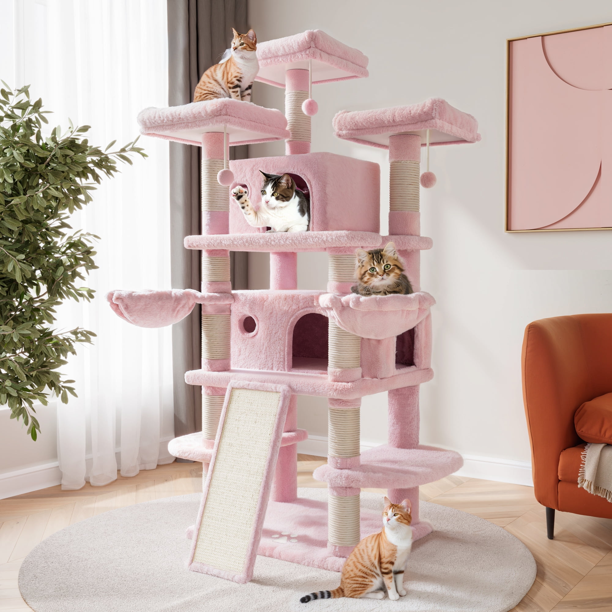 Sha Cerlin Sturdy 68 Climbing Cat Tree And Tower For Large Cats Multi