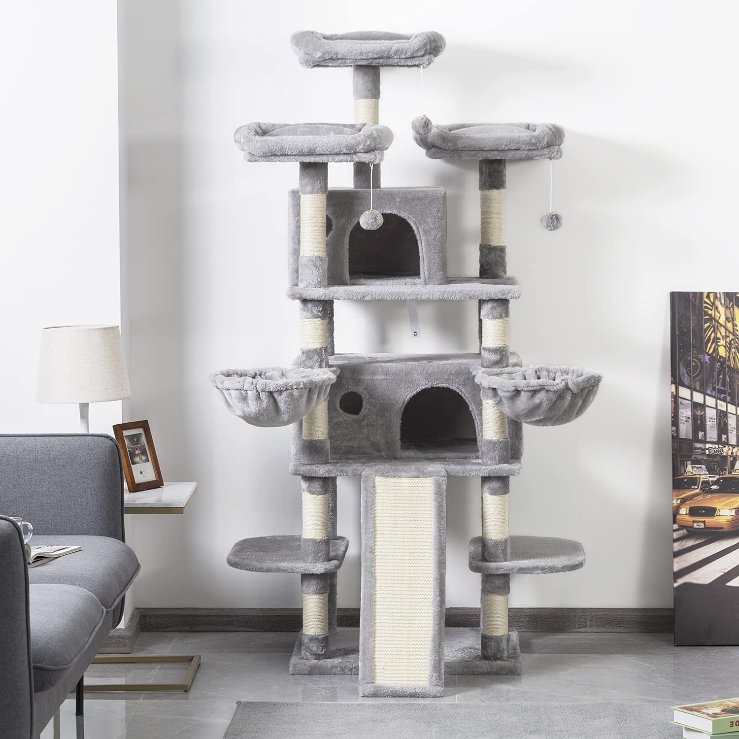 Sha Cerlin 68'' Tall Cat Tree and Tower for Climbing Kittens, Large ...