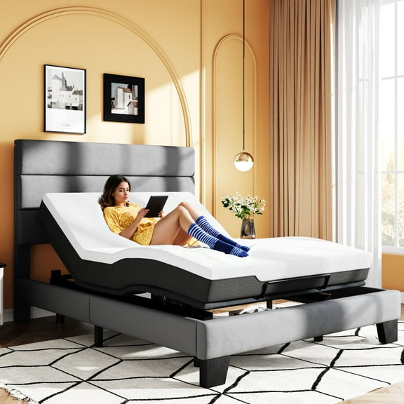 Queen Size Adjustable Bed Frame with Wireless Remote, Zero Clearance ...