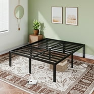 Victorian Queen Size Metal Slat Iron Platform Bed Frame with Headboard ...